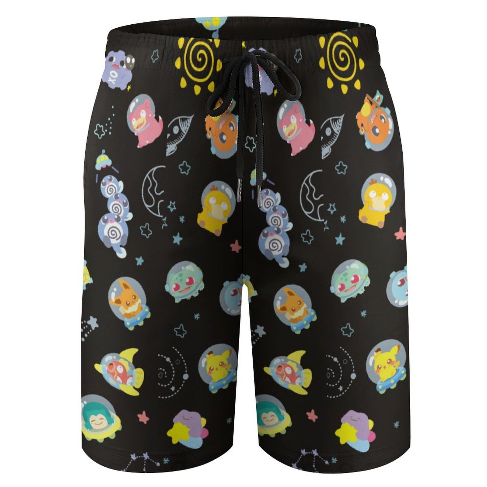 Mens Swim Trunks,Pokémon Pikachu Squirtle Bulbasaur Psyduck Eevee Boys ...