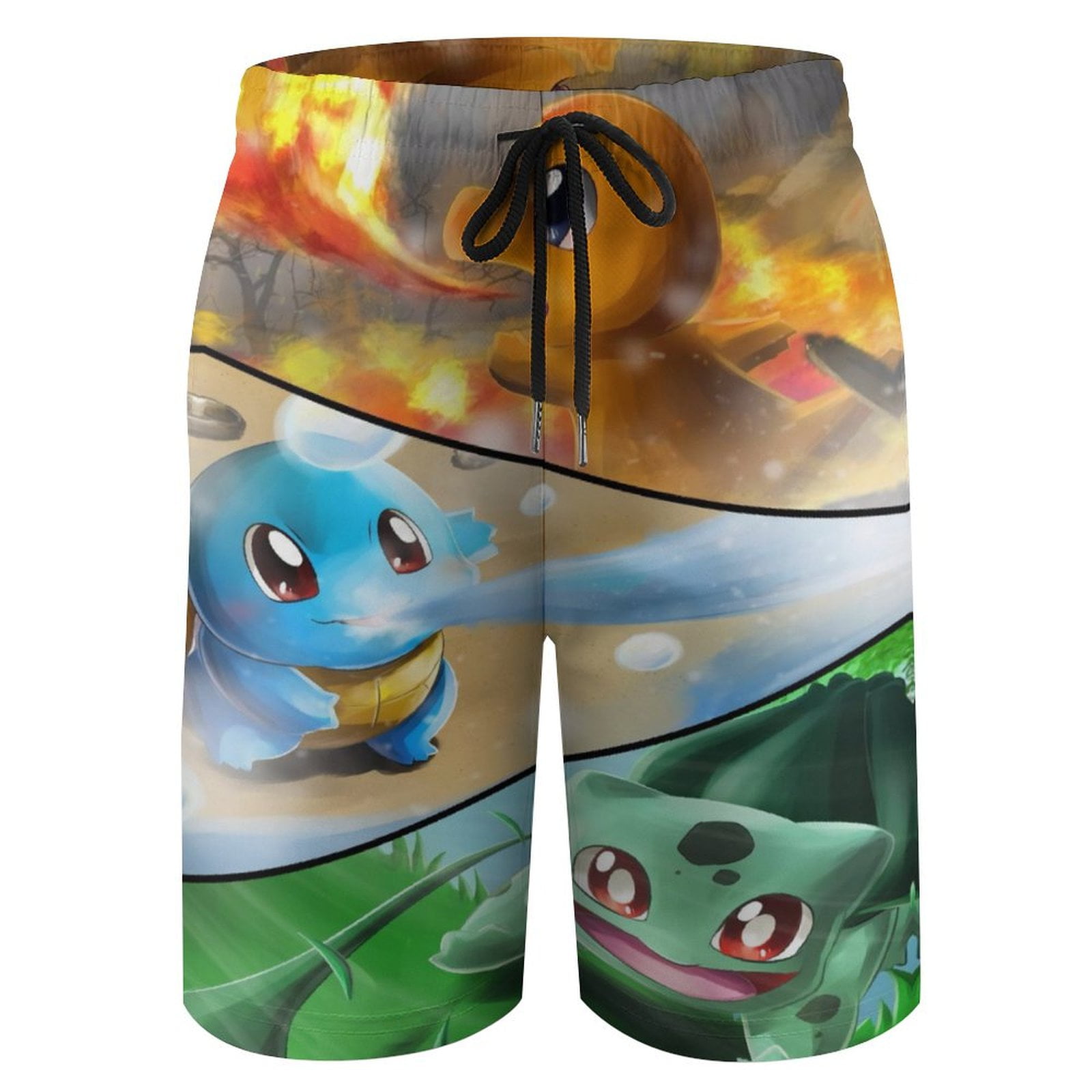 Mens Swim Trunks,Pokemon-Charmander Squirtle Bulbasaur Boys Swim Trunks ...