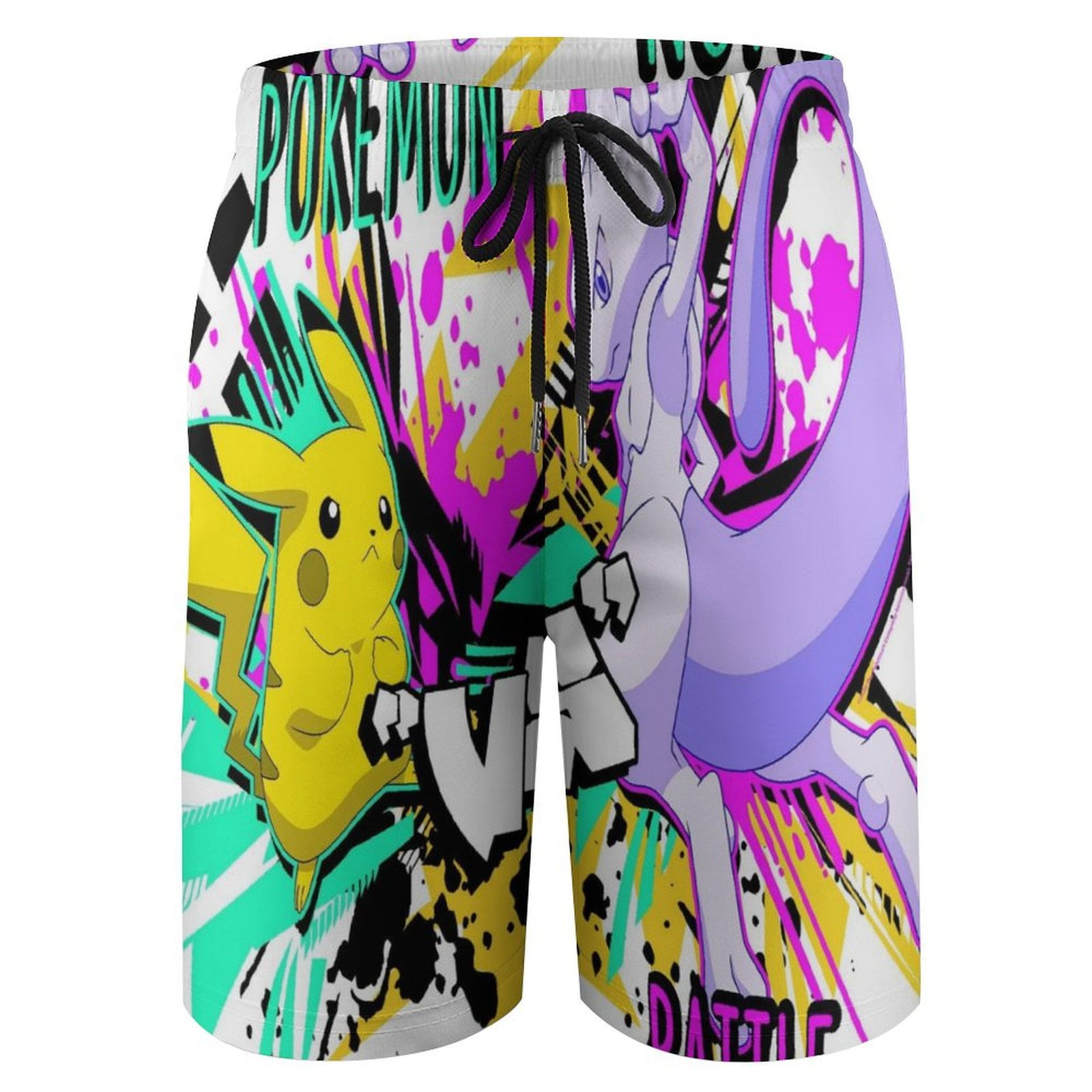 Mens Swim Trunks,Pokemon - Pikachu Vs. Mewtwo Boys Swim Trunks ...