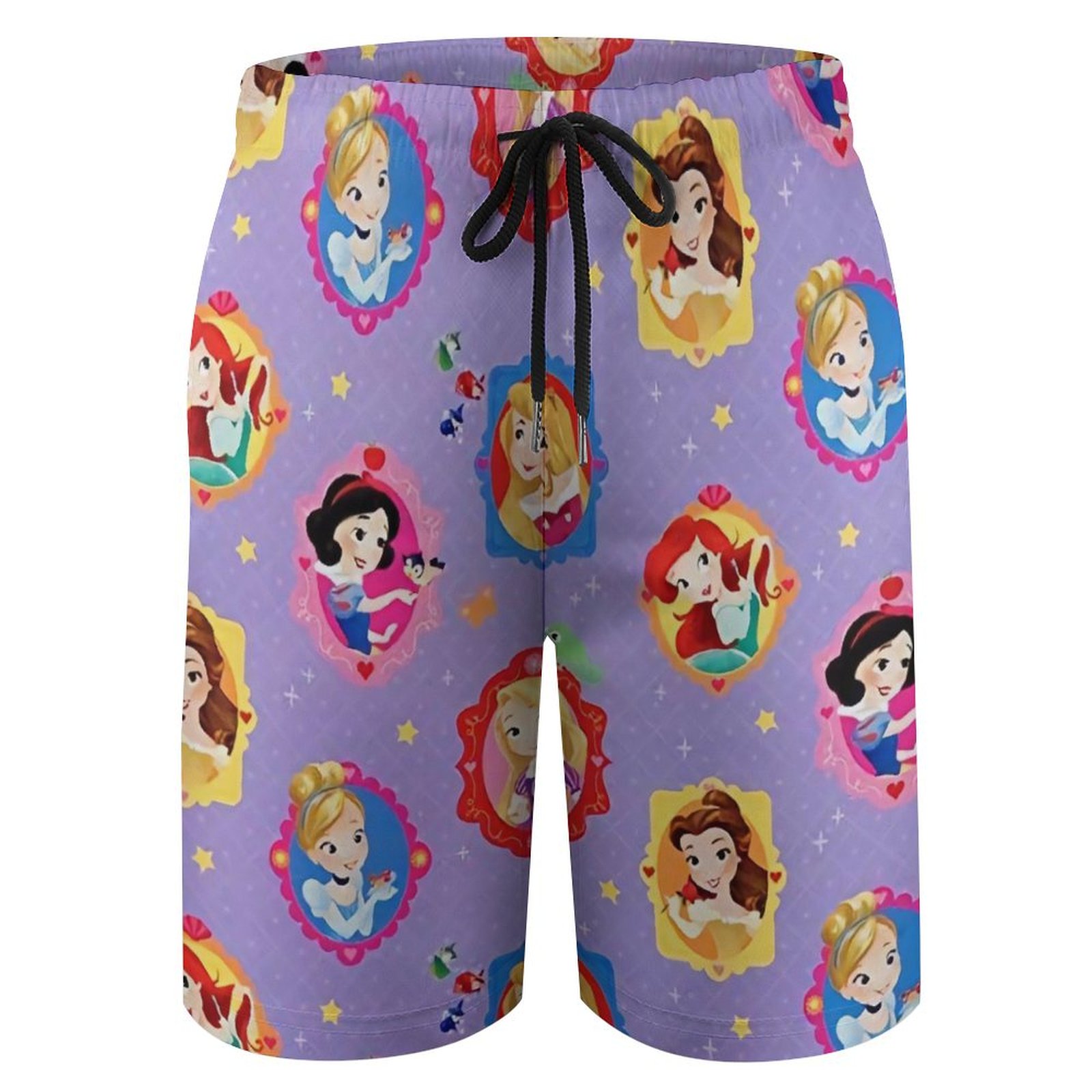 Mens Swim Trunks,Princess Classic Cartoon Group Collage Boys Swim ...