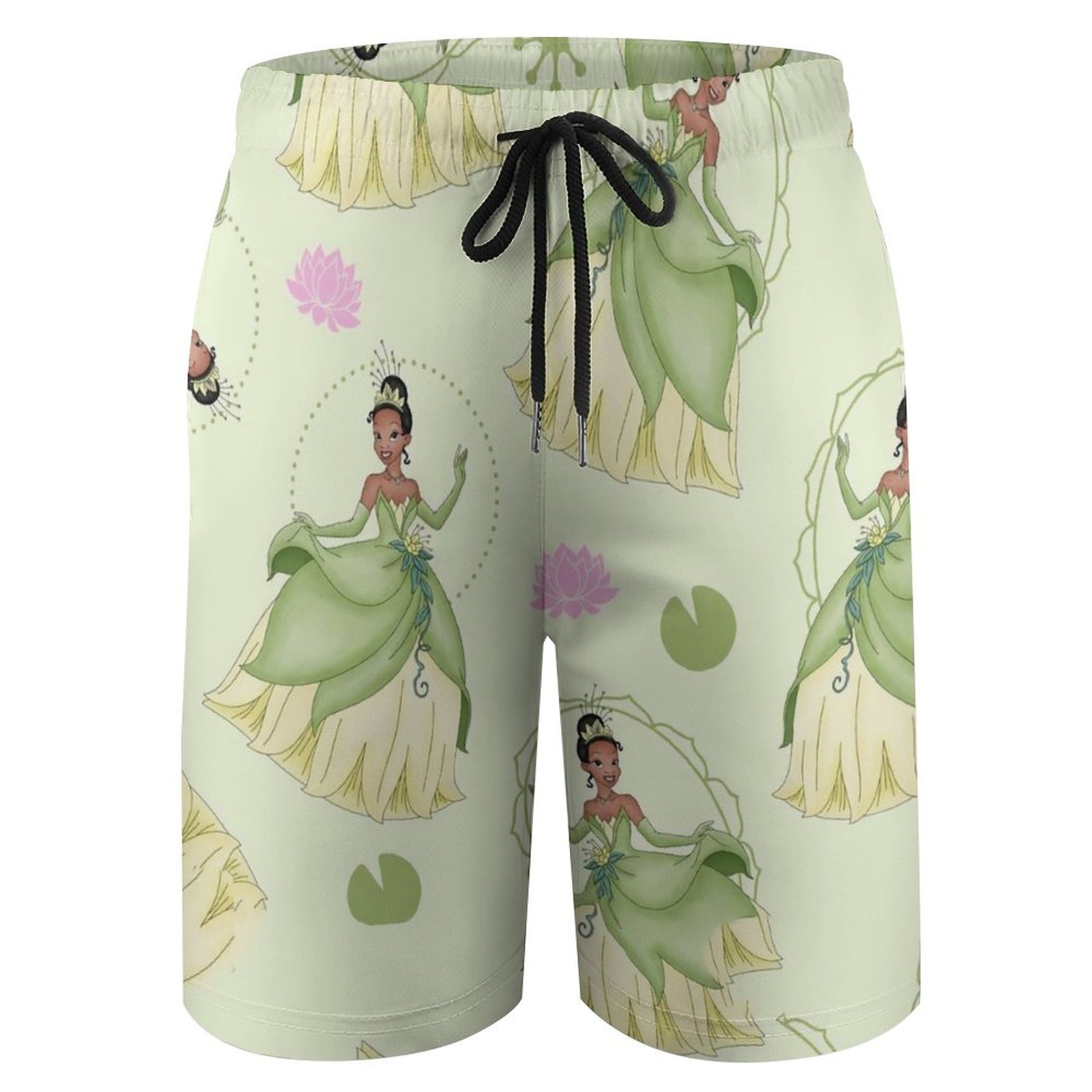 Mens Swim Trunks,Princess Tiana Watercolor Seamless Pattern Boys Swim ...