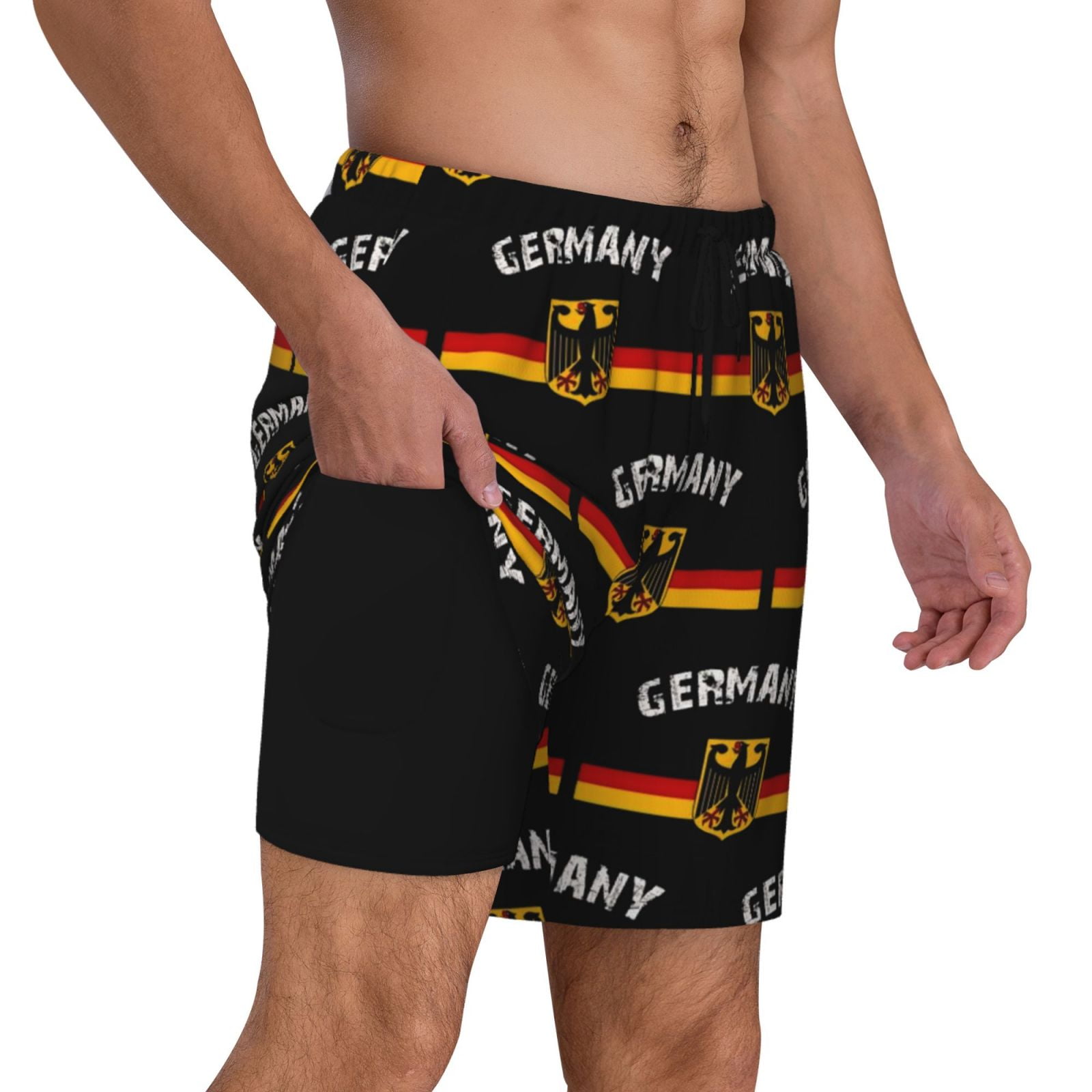 Mens Swim Trunks Retro German Flag With The German Eagle Quick Dry Swim ...