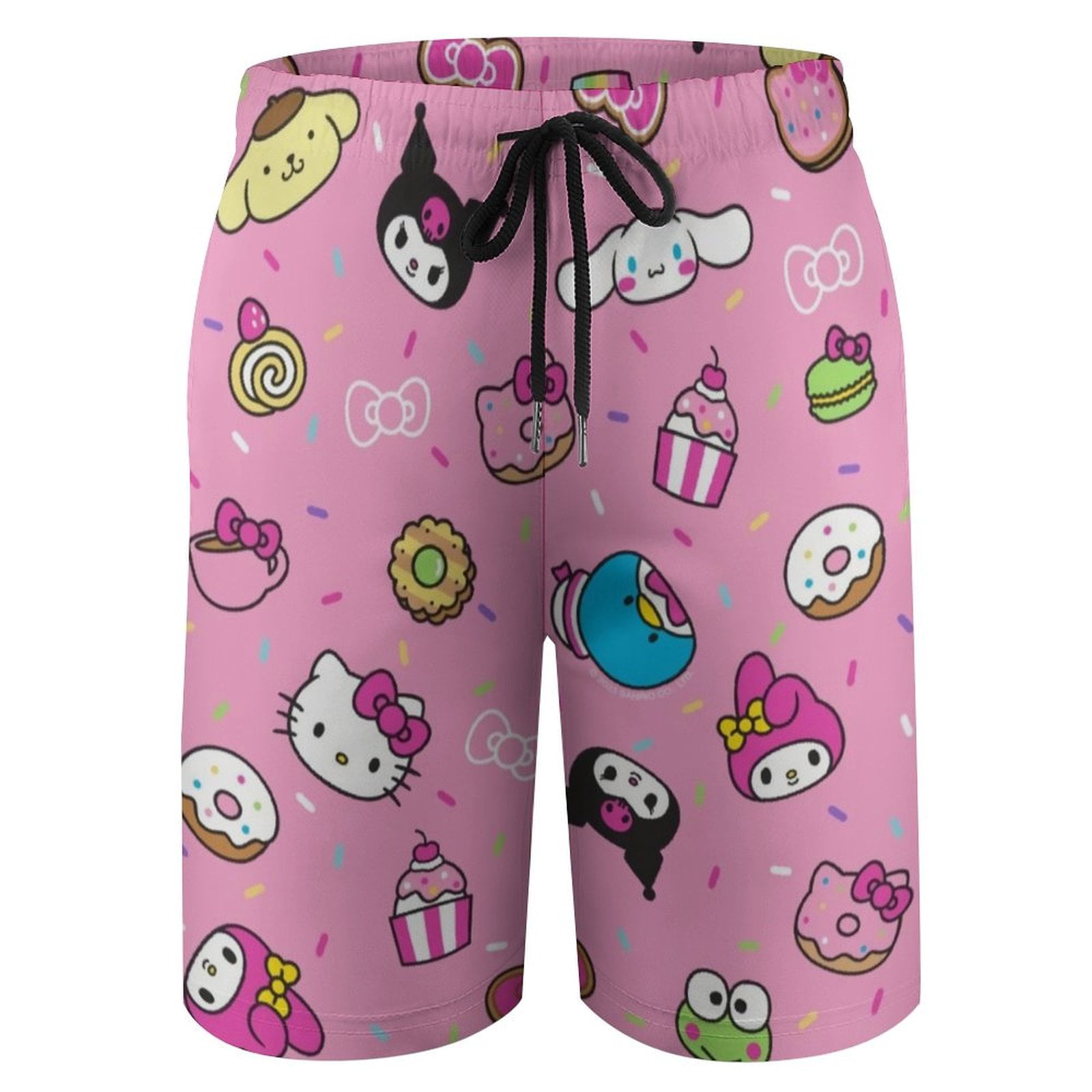 Mens Swim Trunks,Sanrio Kuromi Dessert Cake Boys Swim Trunks with Boxer ...