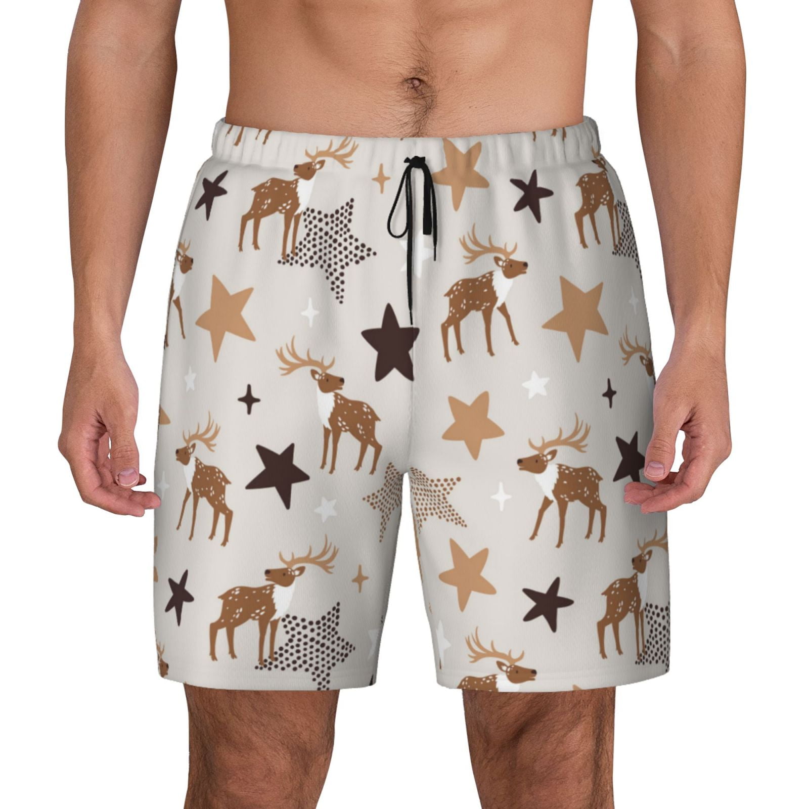 Mens Swim Trunks Shorts - Cartoon Cute Deer Stars Stylish & Comfortable ...