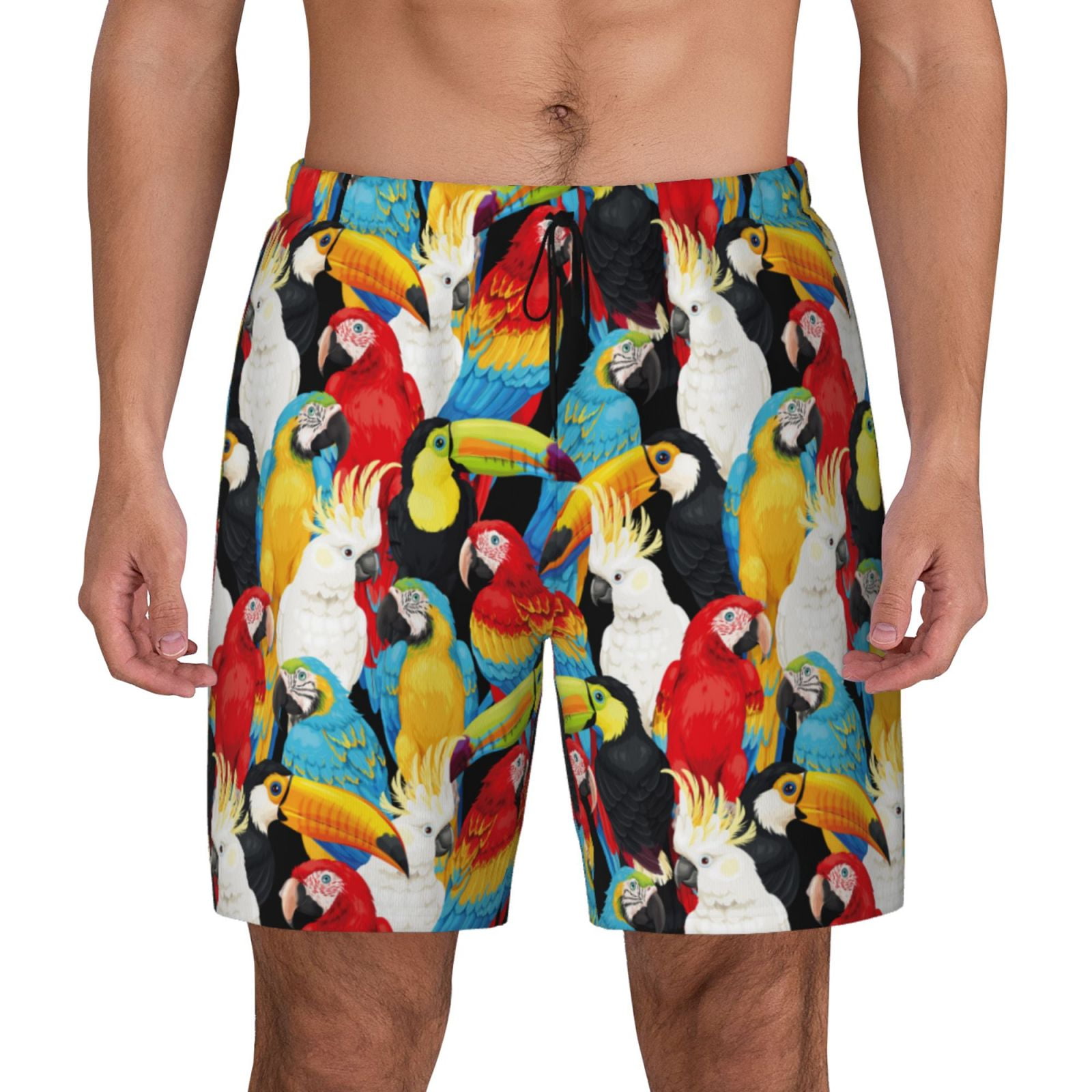 Mens Swim Trunks Shorts - Colorful Parrot Toucan Cockatoo Stylish ...