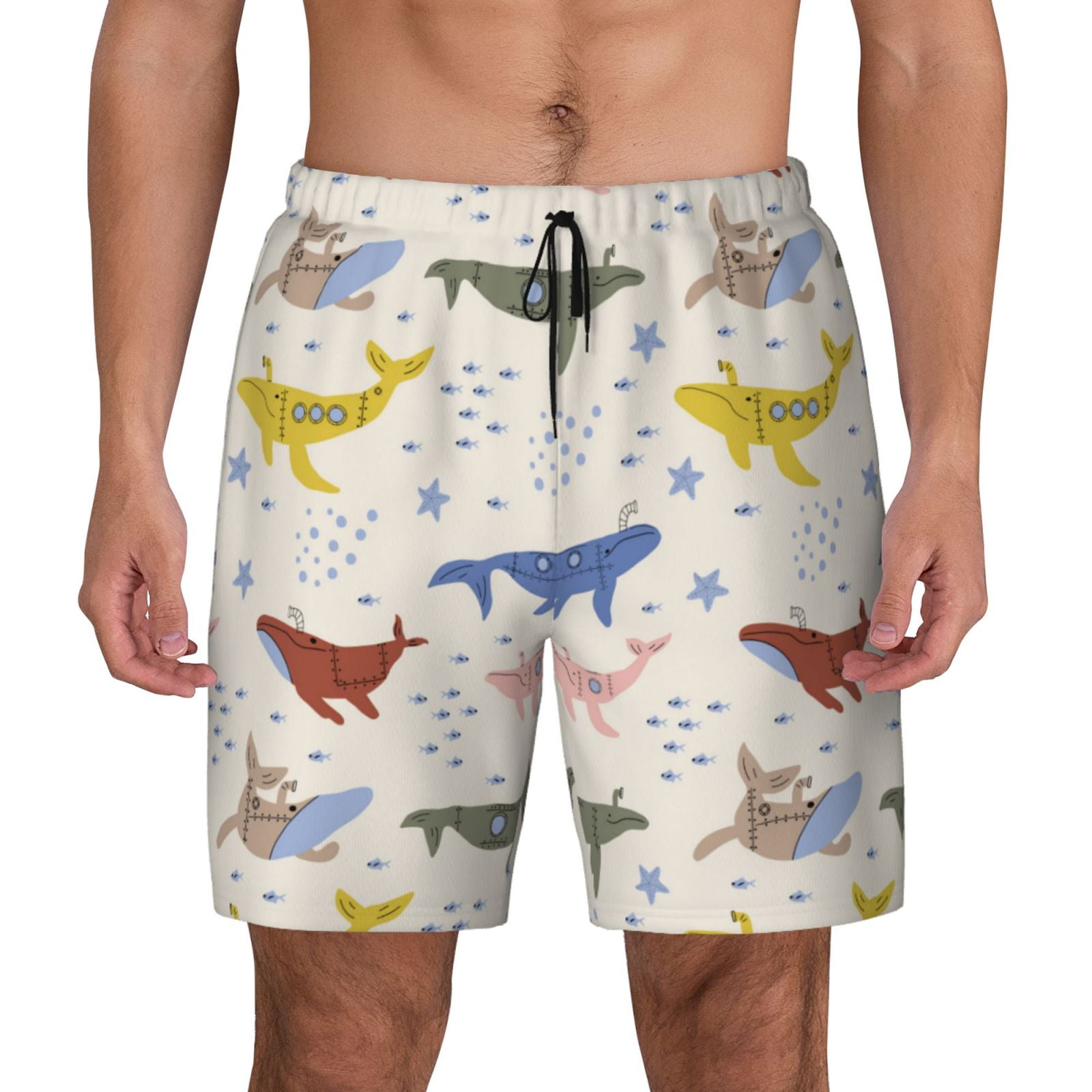Mens Swim Trunks Shorts - Cute cartoon Whales Stylish & Comfortable ...