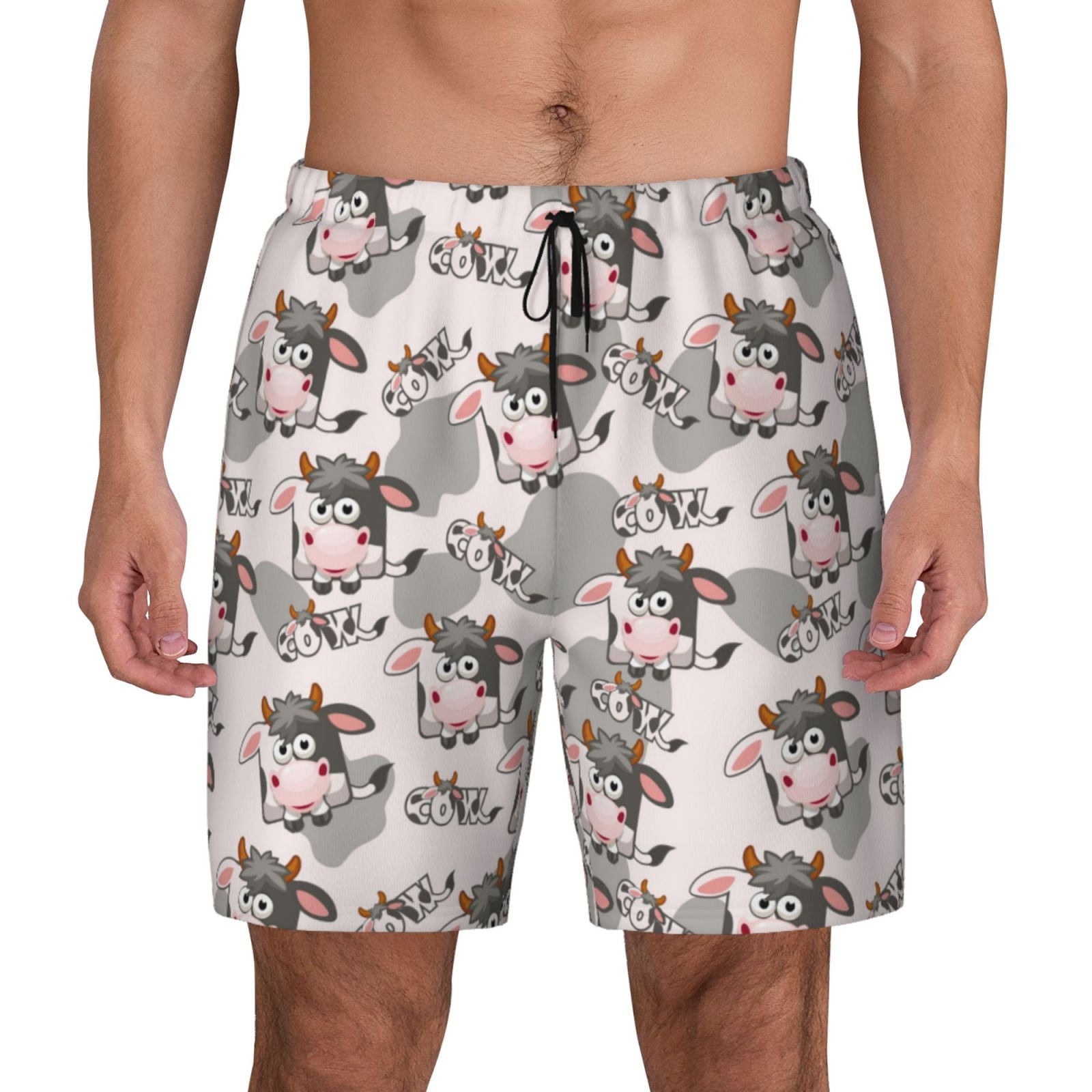 Mens Swim Trunks Shorts - Funny Cute Cartoon Milk Cow_A Stylish ...