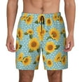 Mens Swim Trunks Shorts - White Polka Dot Sunflower Stylish ...