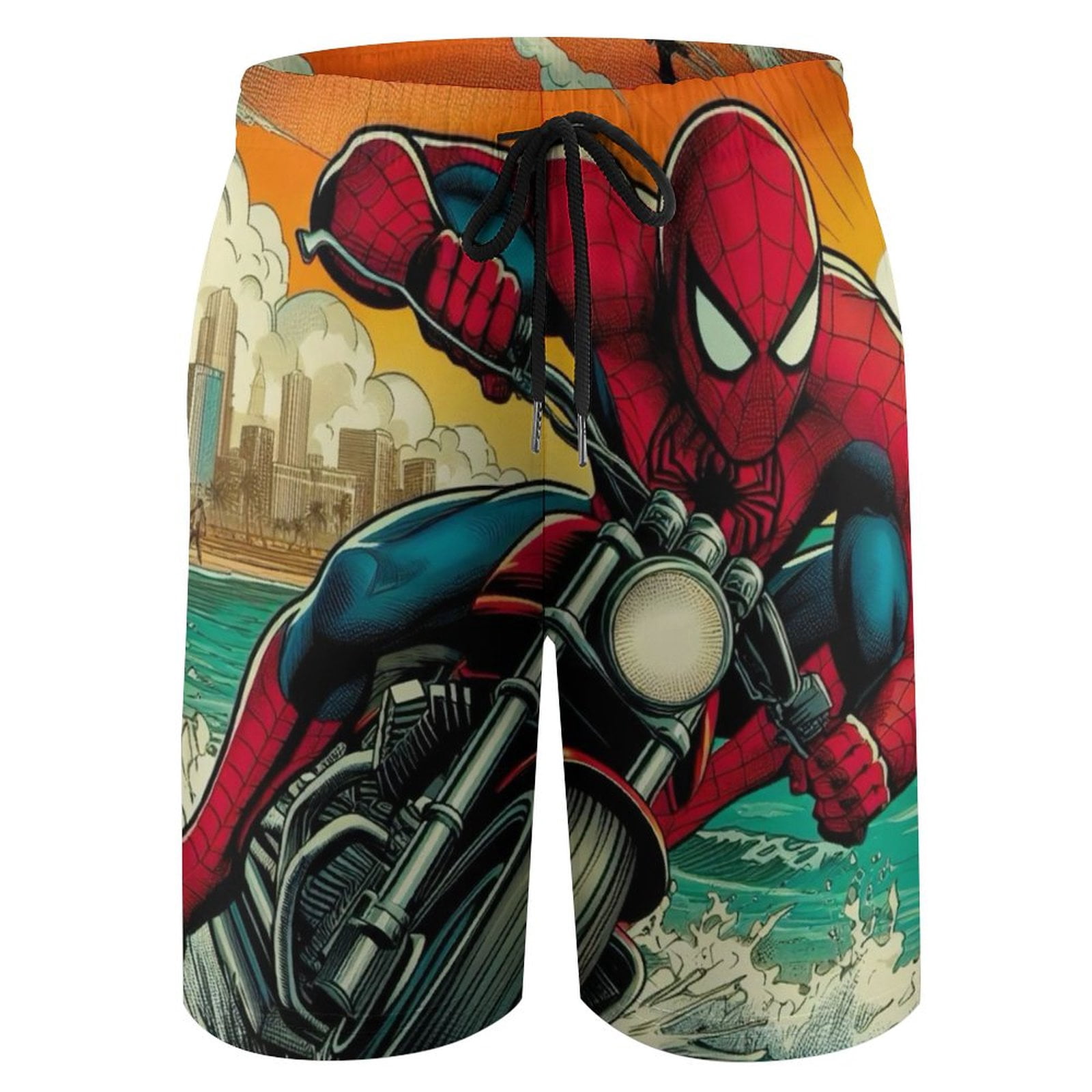 Mens Swim Trunks,Spider-Man in Moto Boys Swim Trunks with Compression ...