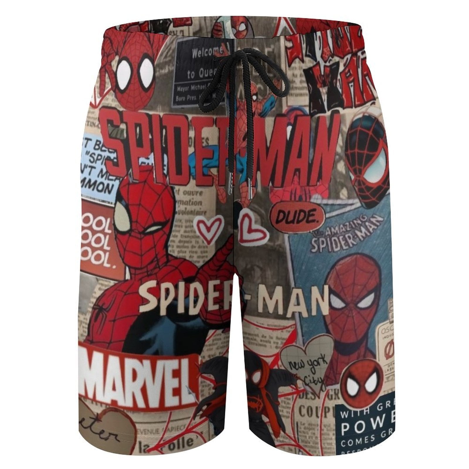 Mens Swim Trunks,Spider-Man Newspaper Boys Swim Trunks Compression ...