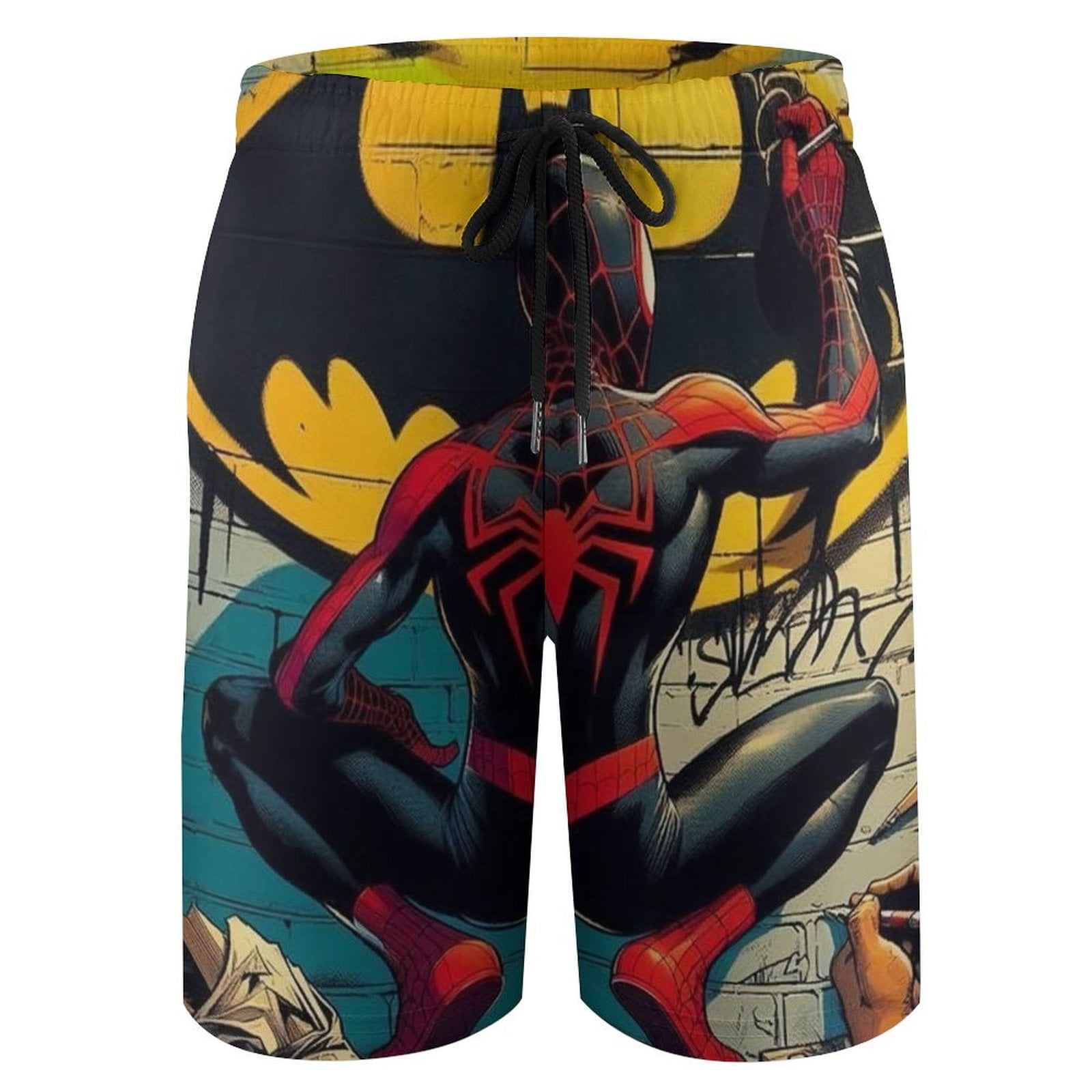 Mens Swim Trunks,Spider-Man Shadow Webs Miles Morales Crafts The Bat ...