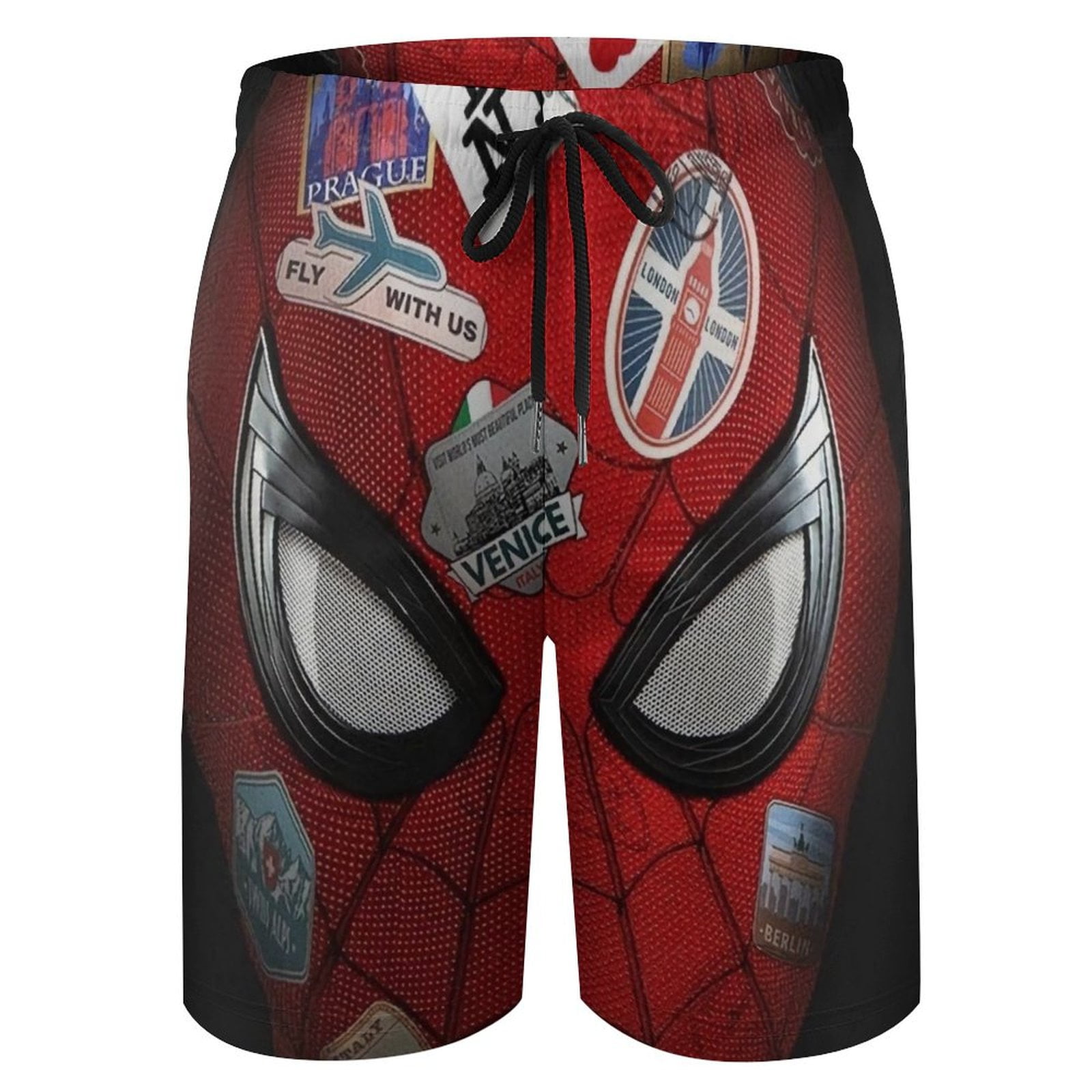 Mens Swim Trunks,Spiderman Face Boys Swim Trunks with Boxer Brief Liner ...