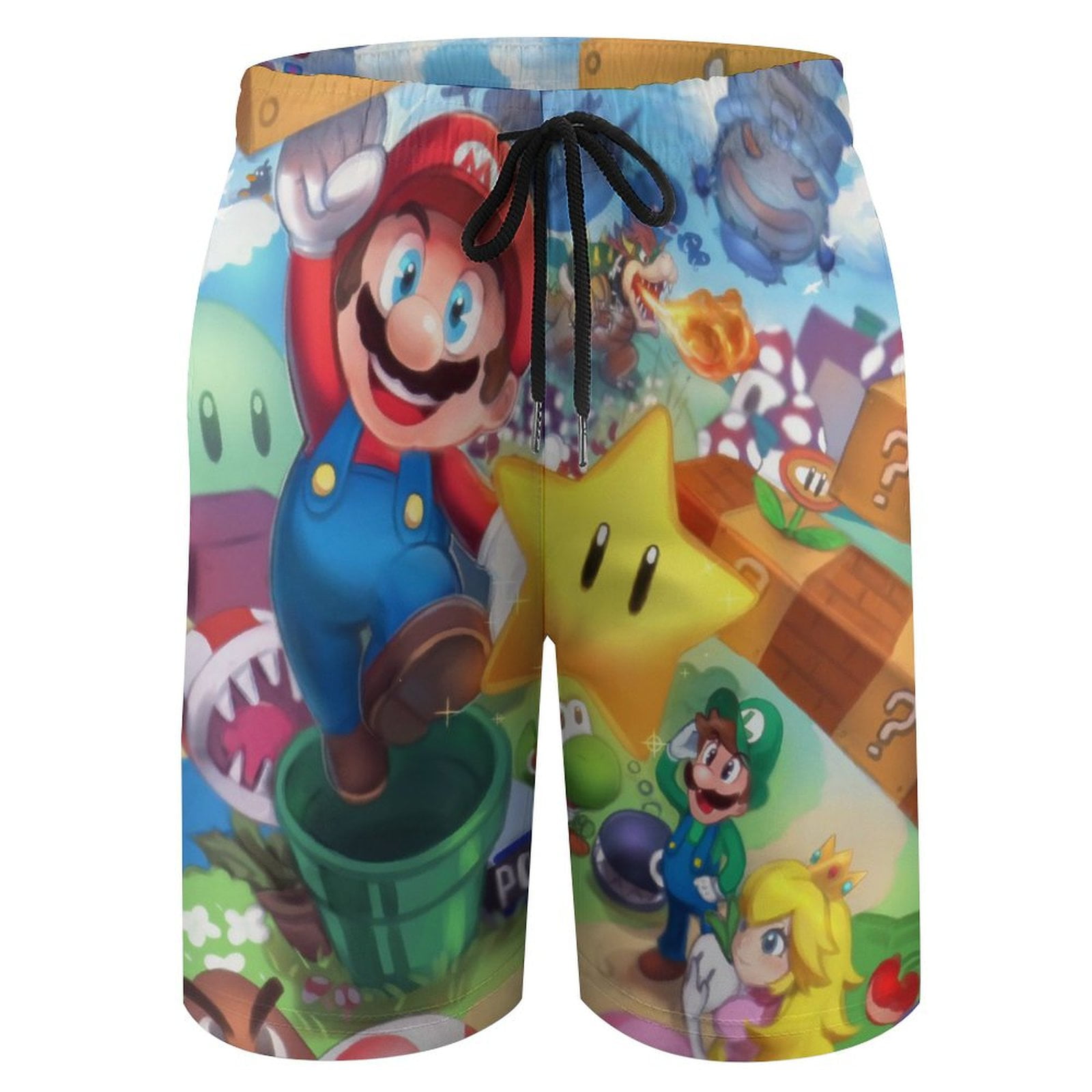 Mens Swim Trunks,Super Mario Group Portrait Boys Swim Trunks with Boxer ...
