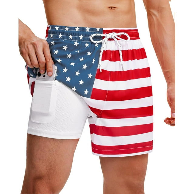 Mens Swim Trunks with Compression Lined Short Bathing Suits for Men ...