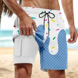 Mens Swim Trunks with Compression Liner Cool Prints Quick Drying Casual ...