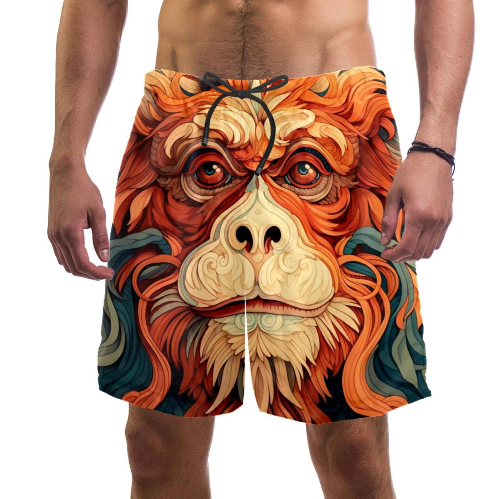 Mens Swimming Shorts Adustable Draswstring Elastic Board Surfing Shorts ...