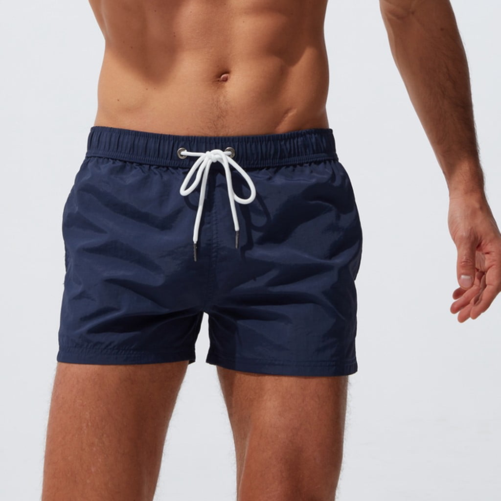 Mens Swimming Trunks Drawstring Quick Dry Breathable Pockets Slim Wear