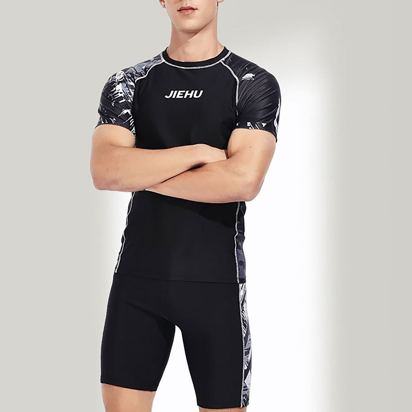 Mens Swimming Trunks Quick Dry Men Casual Long Sleeved Diving Top Suit
