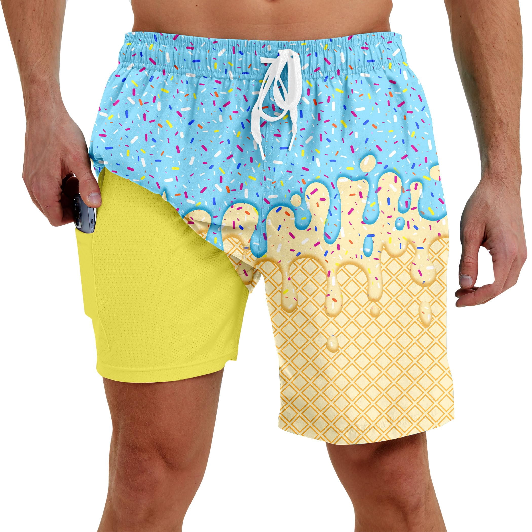 Aideaone Mens Swimming Trunks with Compression Liner Swim Shorts 7 inch ...