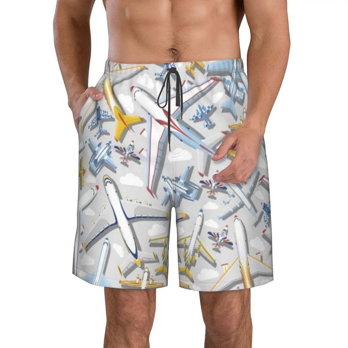 Mens Swimwear Swim Short Trunk Plane Airplane Jet Beach Board Shorts ...