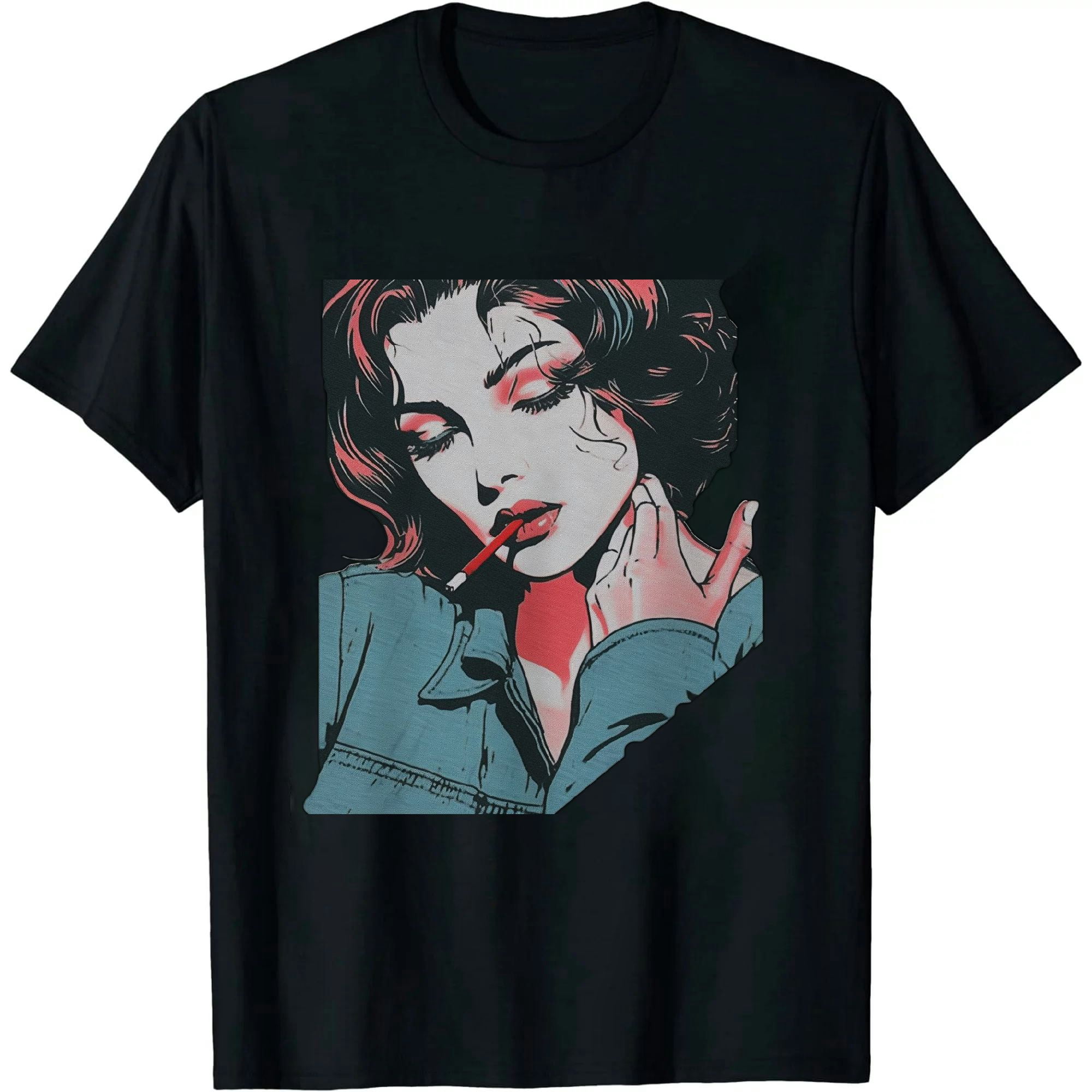 Mens T-Shirt Harajuku Streetwear Japanese Cartoon Girl Kanji Tee Shirt ...