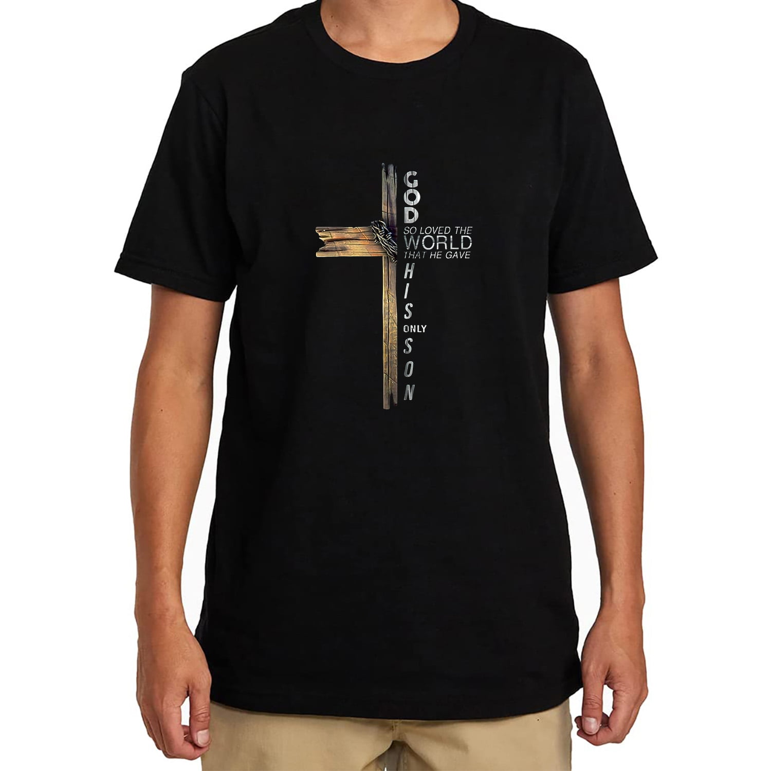 Mens T Shirt Son Of God Jesus Christ Cross Christian 9 John 3 16 Tee