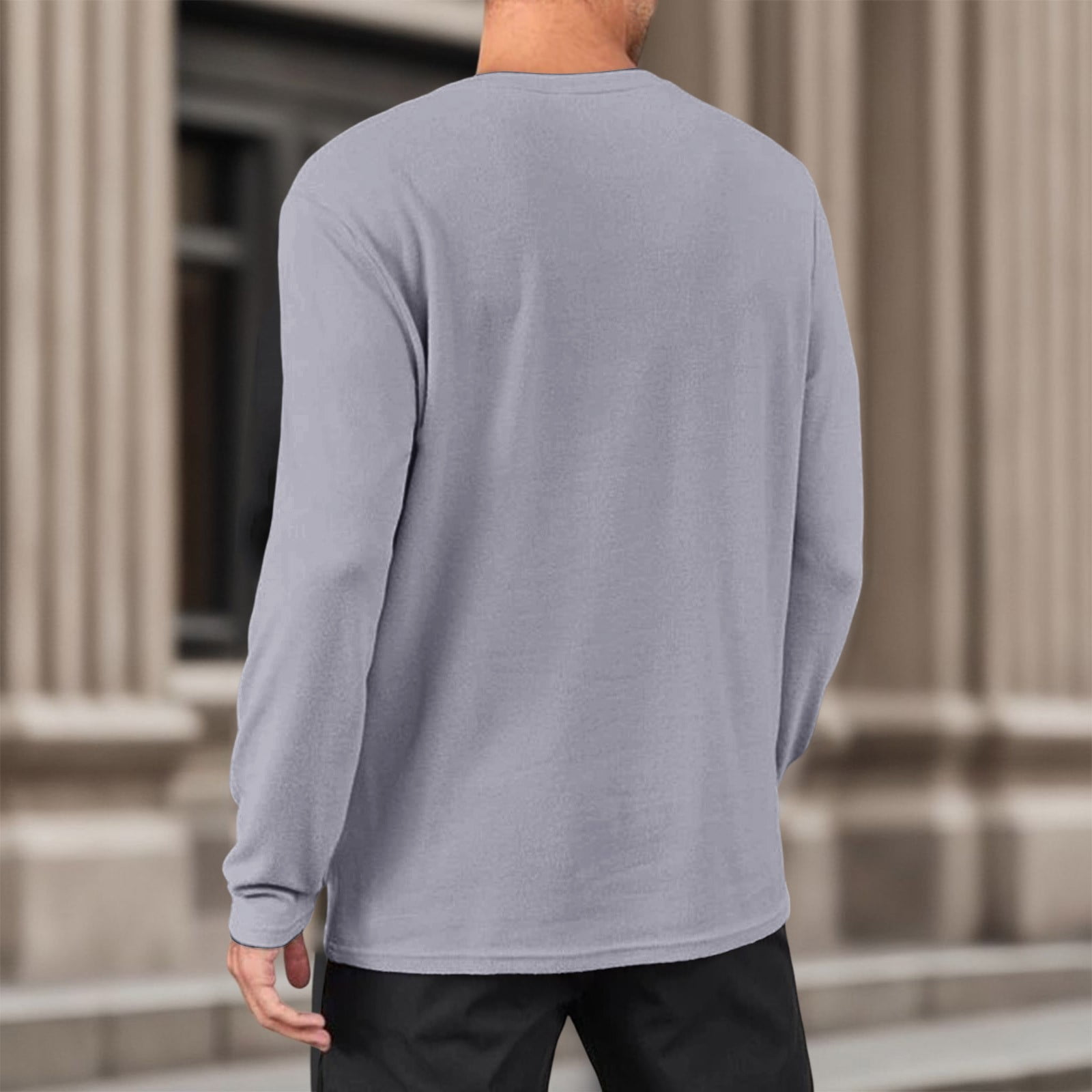 Mens T-Shirts Autumn And Winter Fashion And Leisure Solid Color Long ...