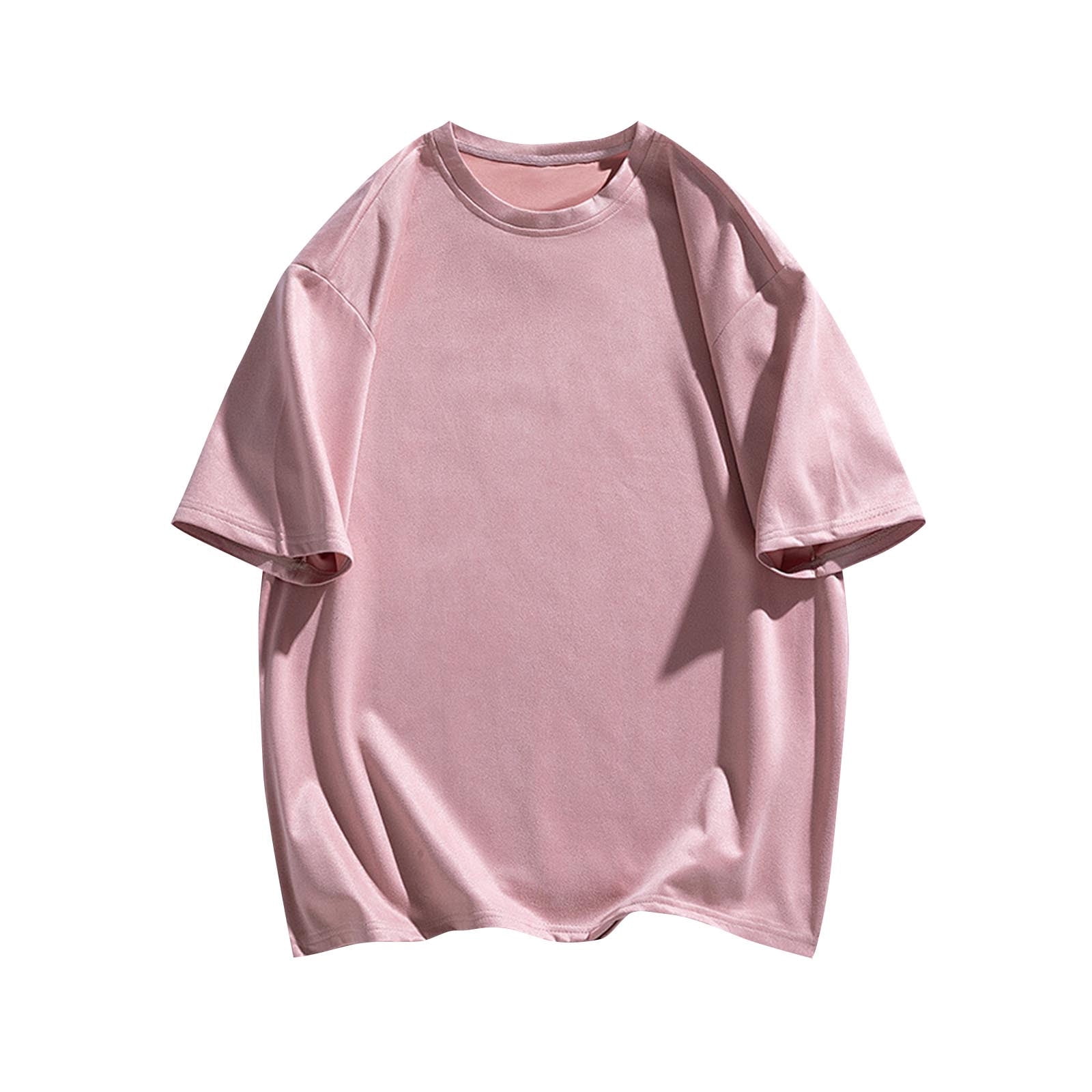 Mens T-Shirts Casual Summer Short Sleeve Crewneck Solid Basic Tees ...
