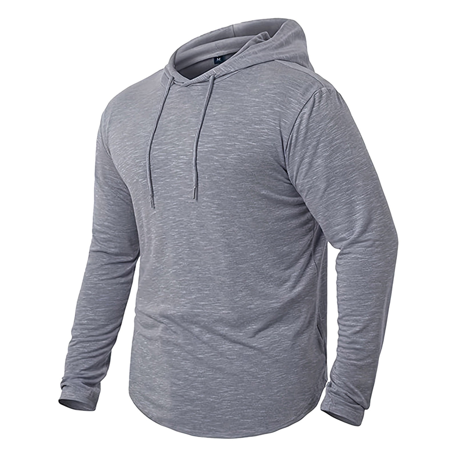 Mens T-Shirts Cool Thin Breathable Solid Color Hooded Long Sleeve ...