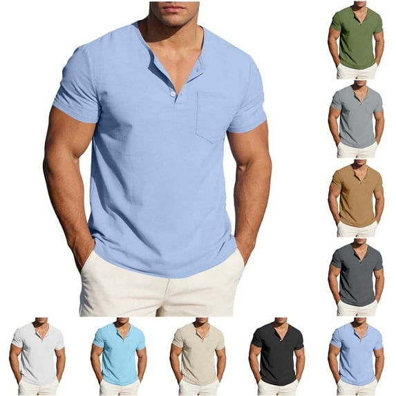 Mens T-Shirts Crew Neck Short Sleeve Tee Man Casual Fashion Solid Half ...