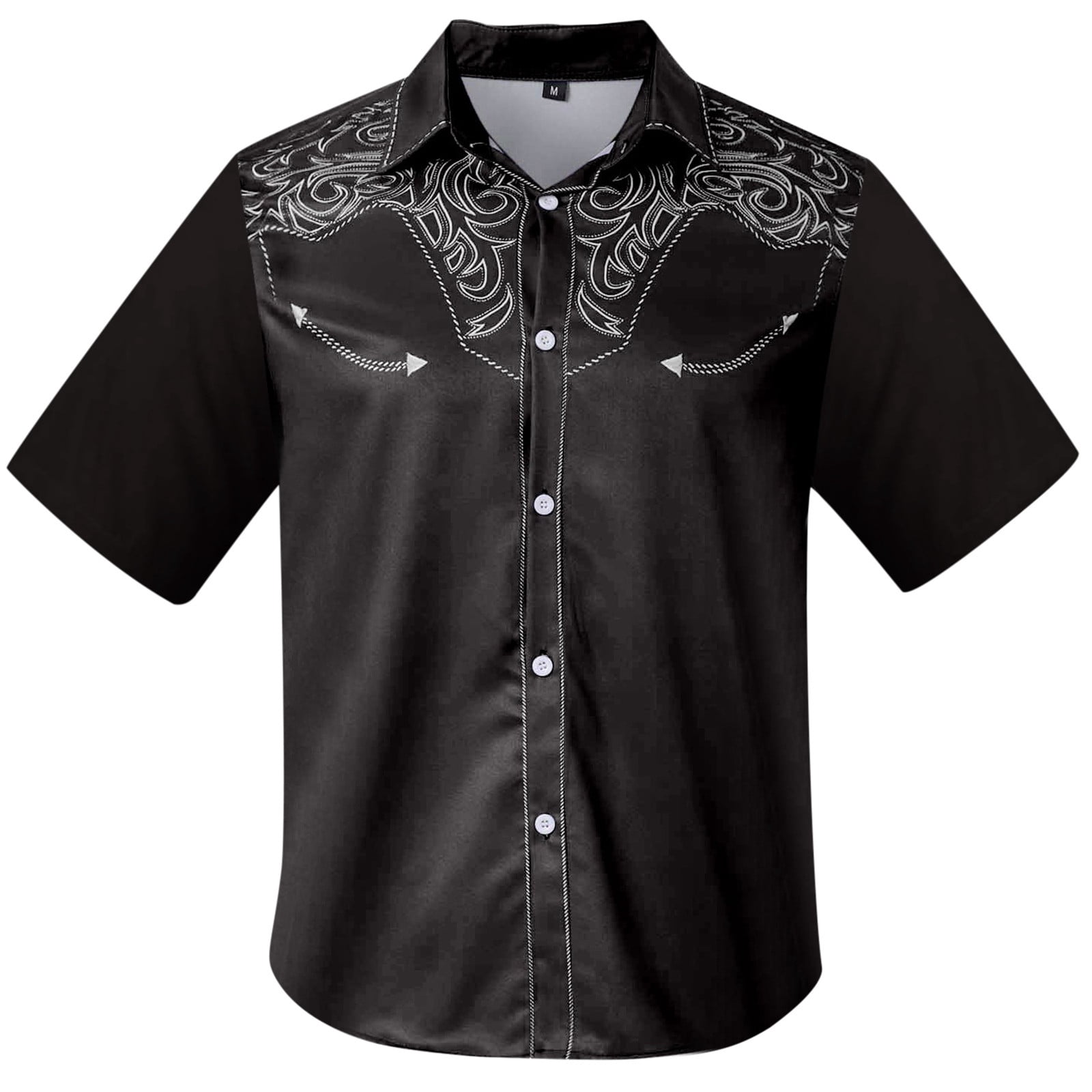 Mens T-shirts Men's Western Denim 3D Printed Lapel Short Sleeve Shirt ...