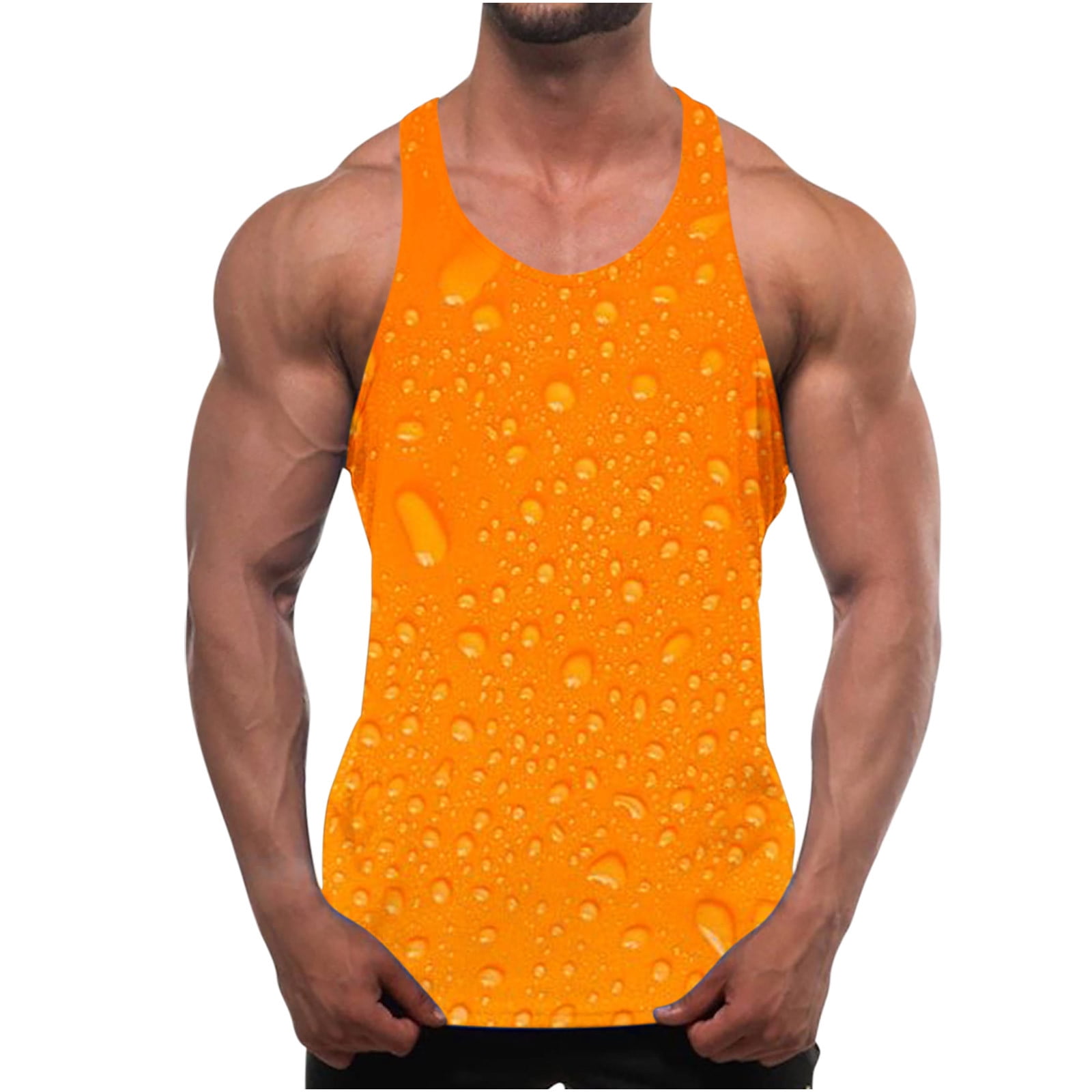 Mens Tank Top Beach Tank Tops Gym Workout Shirt Y-Back Sleeveless ...