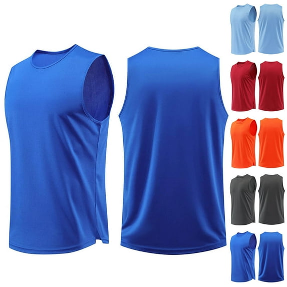 Mens Tanktop Men's Solid Color Breathable Round-Neck Sleeveless ...