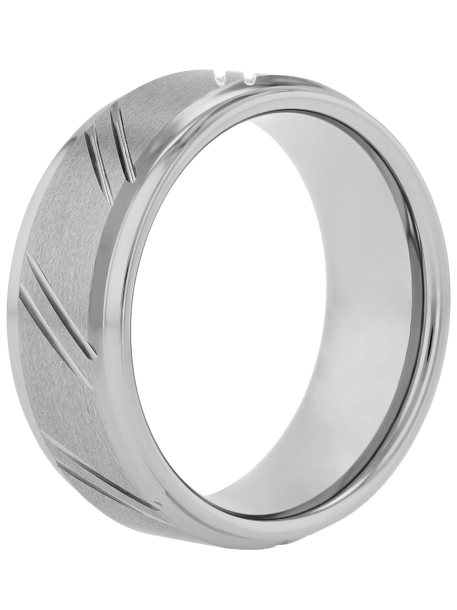 Mens Tantalum Slanted Design Step Edge Wedding Band - Tantalum Ring ...