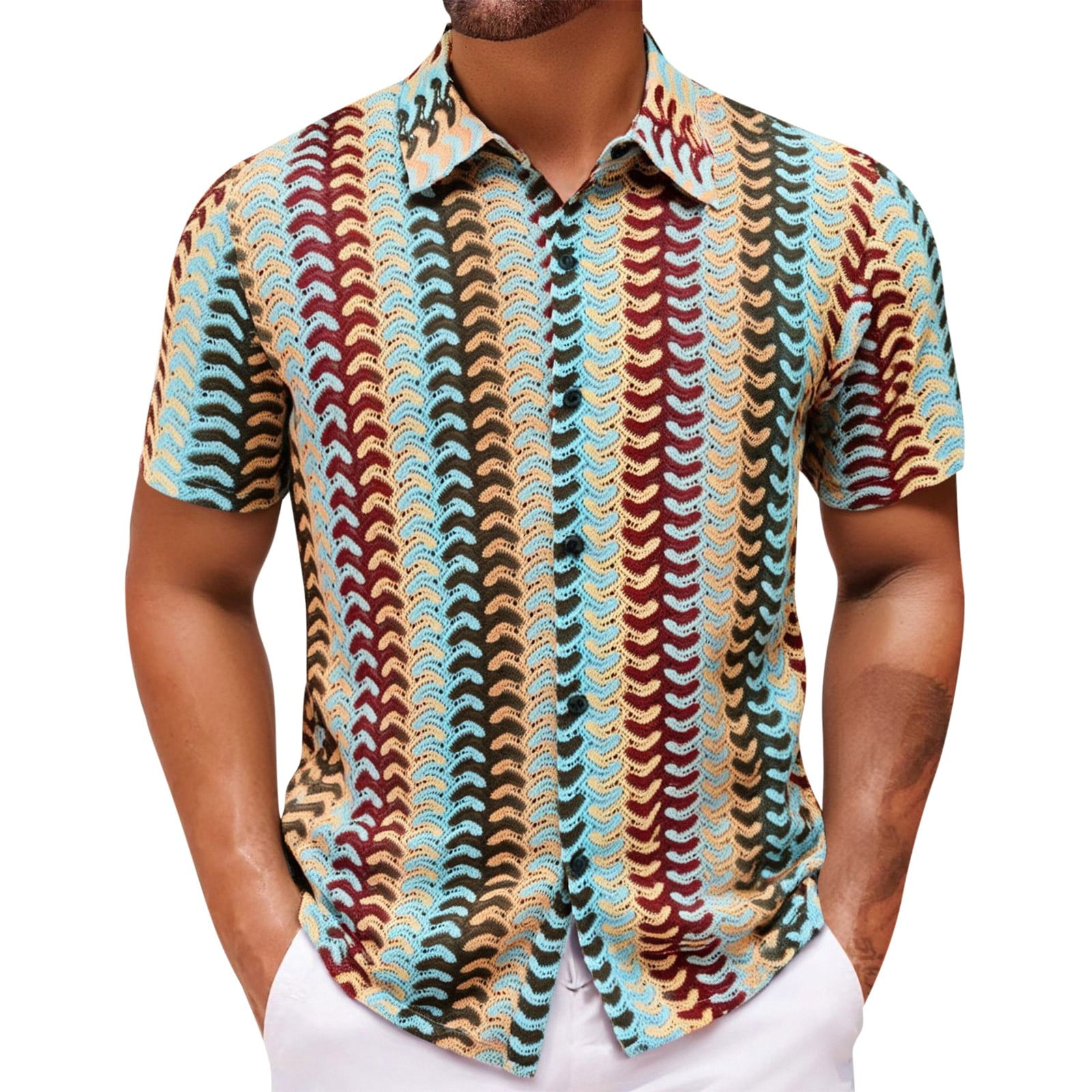 Mens Tee Shirts Cotton Undershirt Men Men's Short Sleeve Button Down ...
