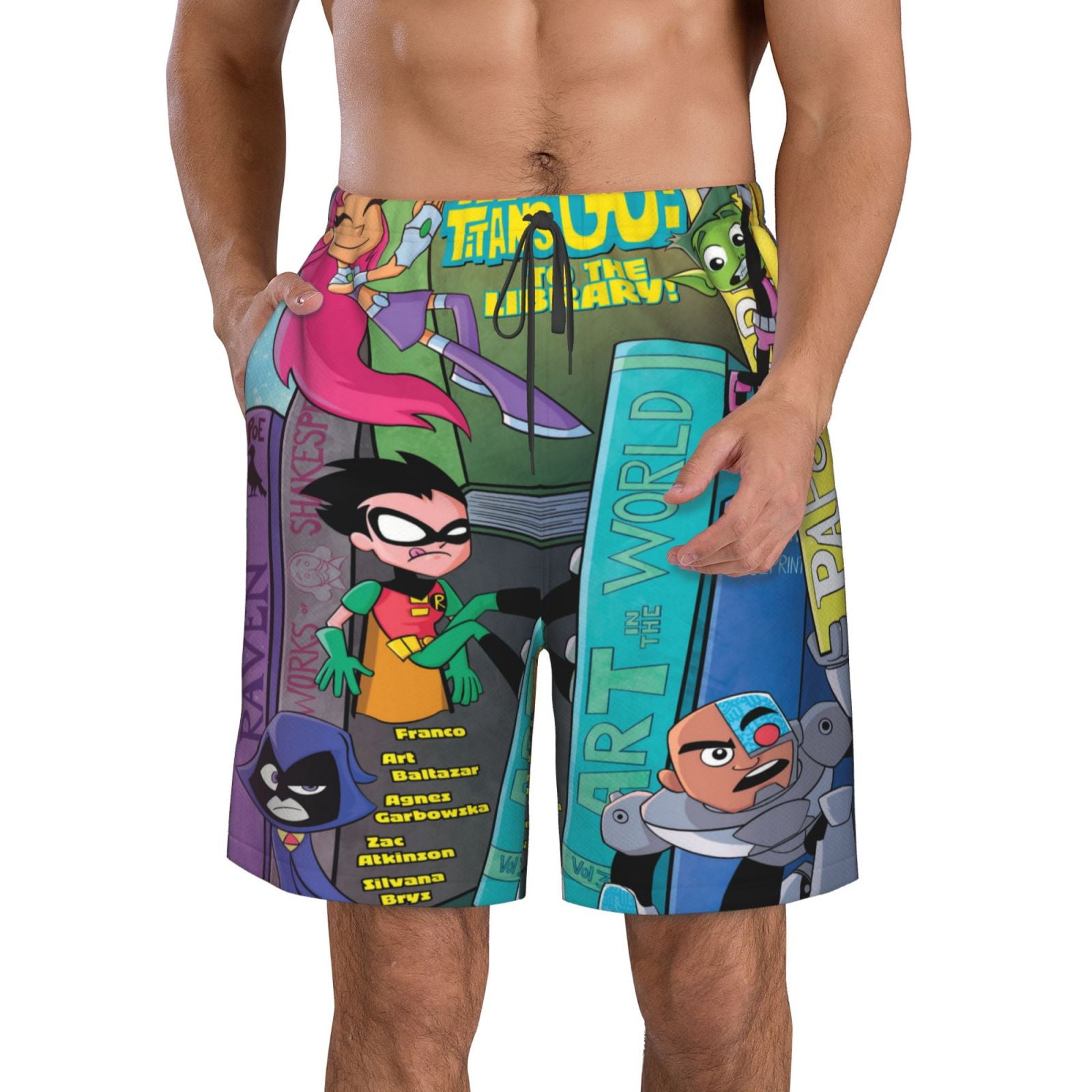 Mens Teen Titans Go Swim Trunks Quick Dry Bathing Suit Stretch Board ...