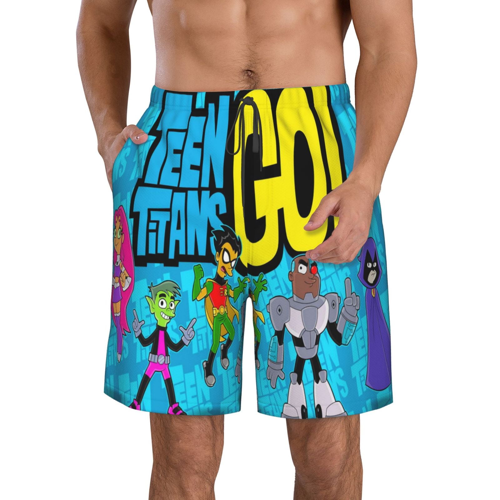 Mens Teen Titans Go Swim Trunks Quick Dry Bathing Suit Stretch Board ...