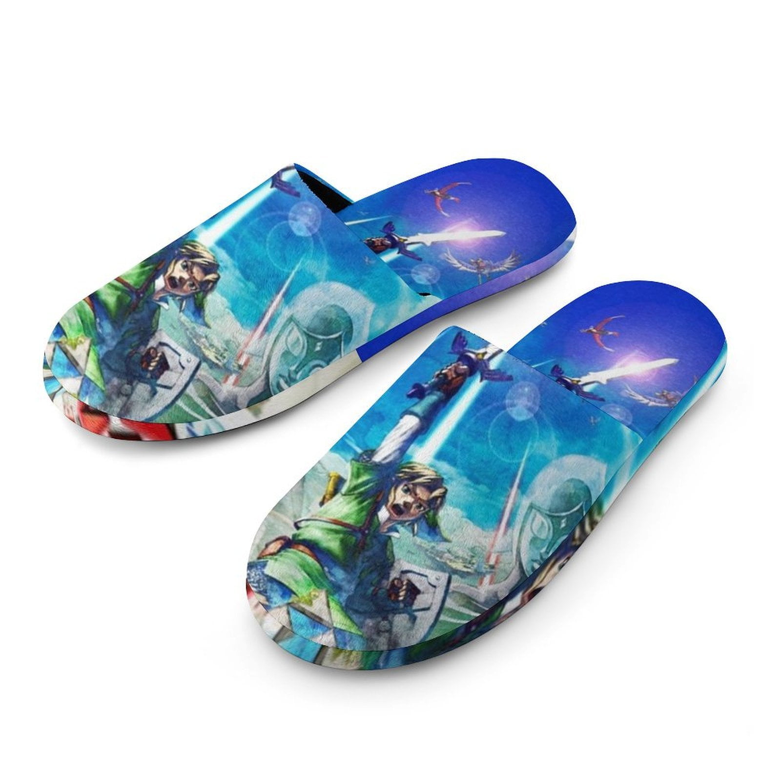 Mens The Legend of Zelda Slippers Non-Slip Fuzzy House Slippers Warm ...