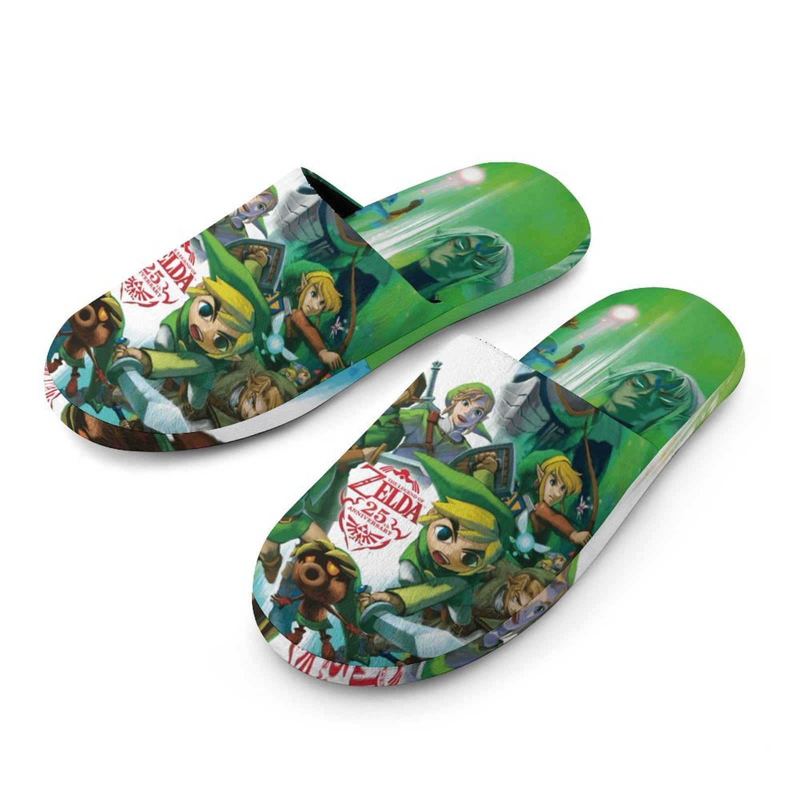 Mens The Legend of Zelda Slippers Non-Slip Fuzzy House Slippers Warm ...