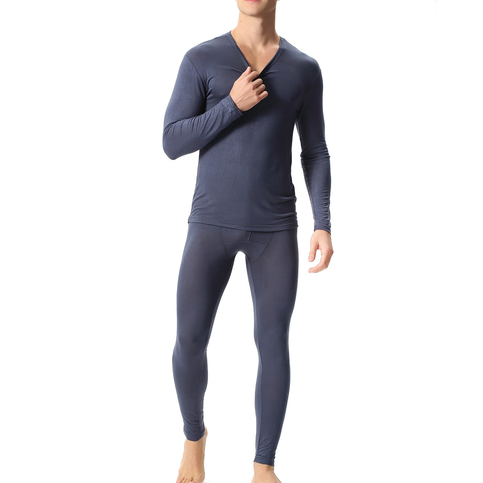 Mens Thermals Top and Bottom Set Men's Thermal Underwear Set Fleece ...