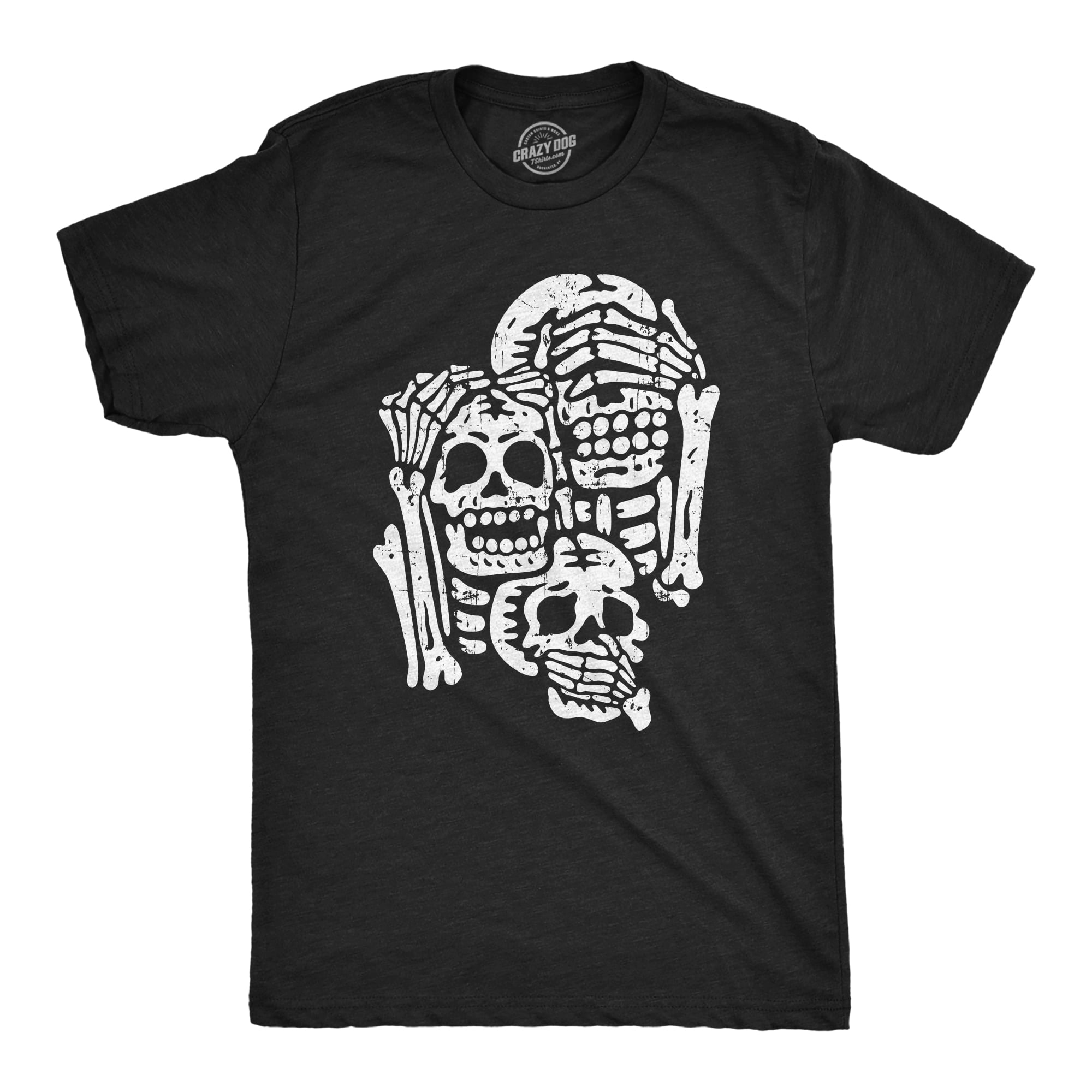 Mens Three Wise Skeletons T Shirt Funny Spooky Halloween Party Joke Tee ...