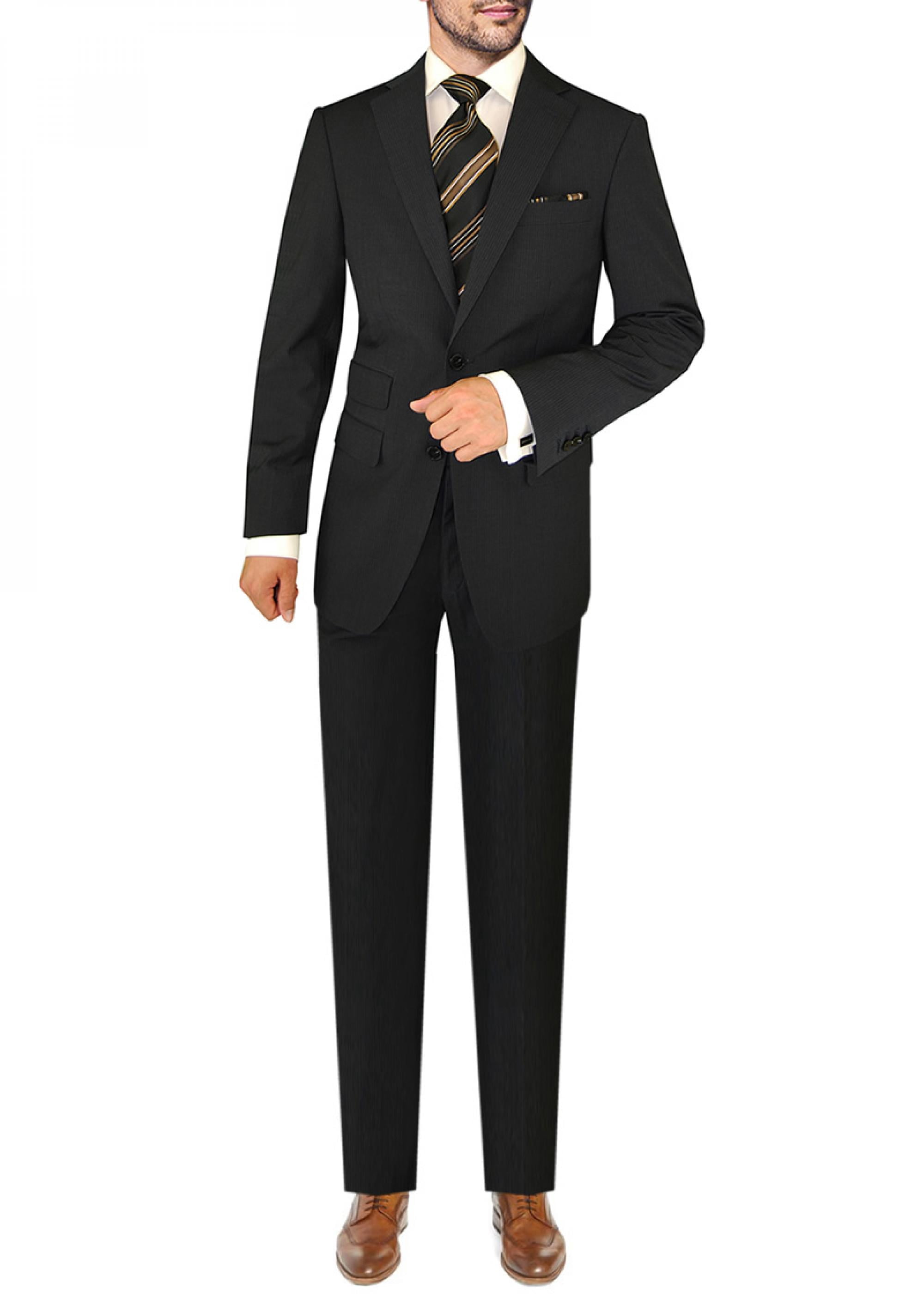 Mens Ticket Pocket 2-piece Black Narrow Stripe Cotton - Walmart.com