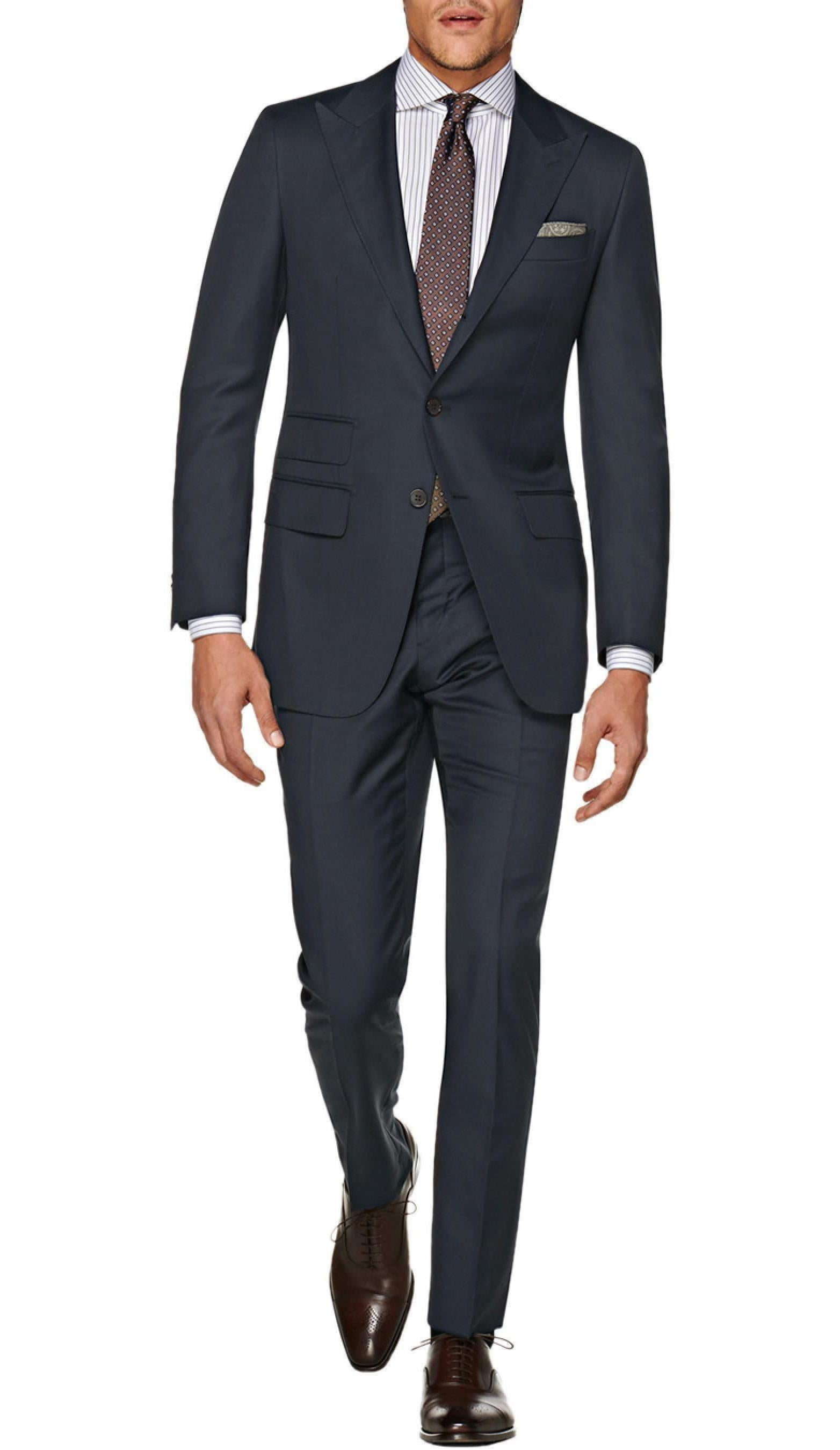 Mens Ticket Pocket 2-piece Charcol Wool Modern Fit Suit DTI - Walmart.com