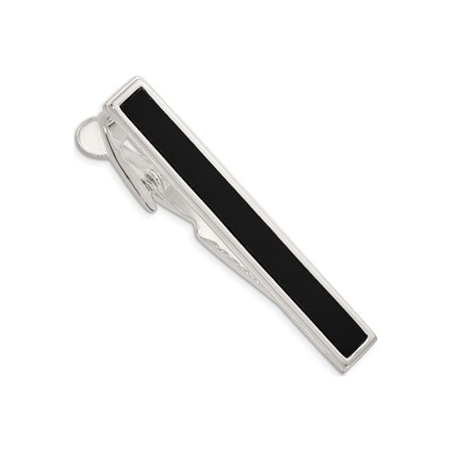 Mens Tie Bar in Stainless Steel with Black Onyx - Walmart.com