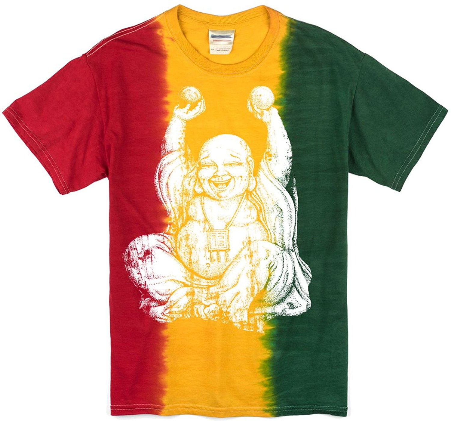 Mens Tie Dye Laughing Buddha T-shirt, LG Rasta - Walmart.com