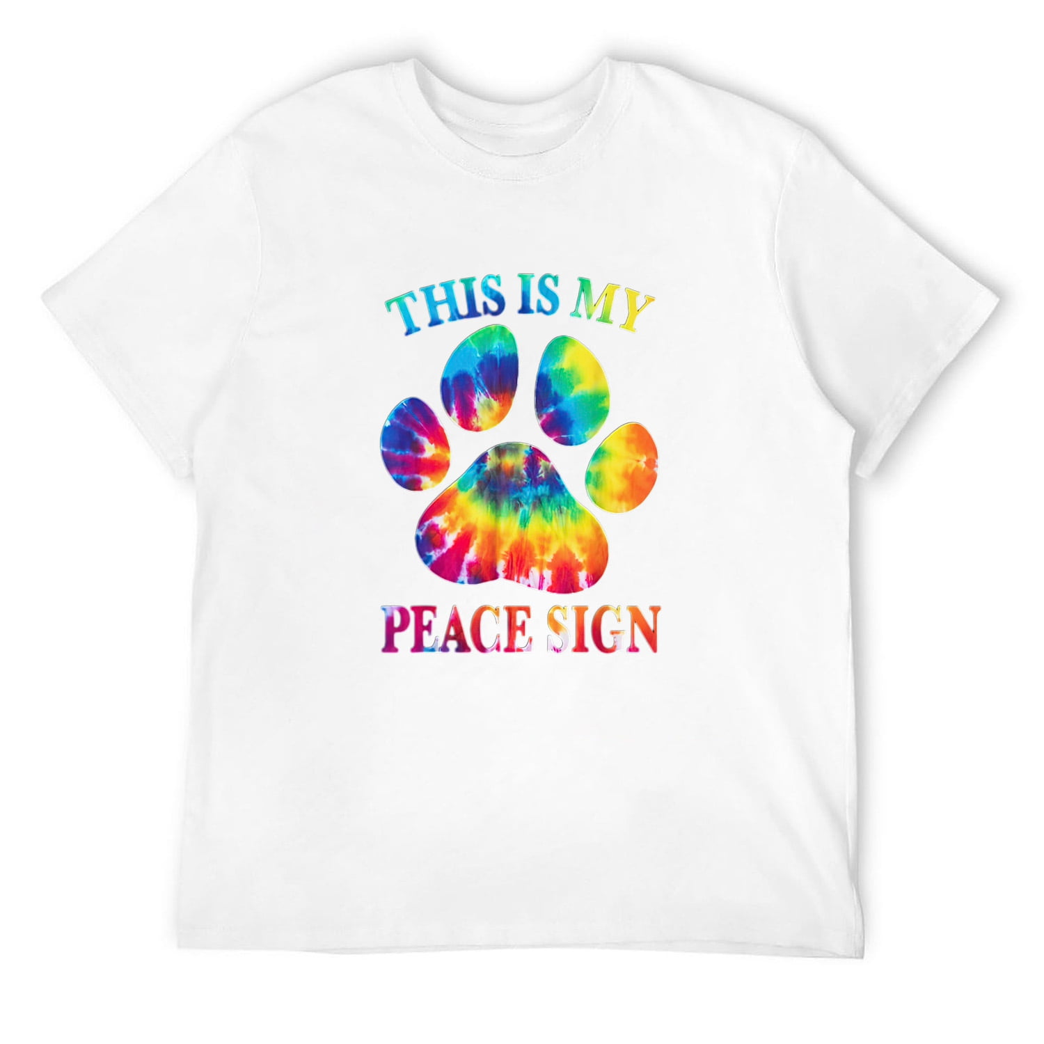 Mens Tie Dye This Is My Peace Sign Dog Paw Print Heartbeat T-Shirt ...