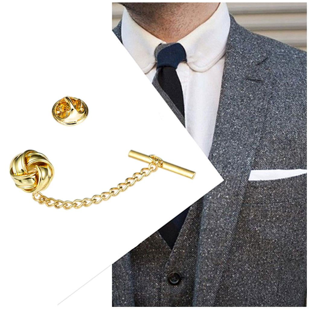 Mens Tie Tack Pins Brooch Lapel Pin Collar Pin with Chain Mini ...