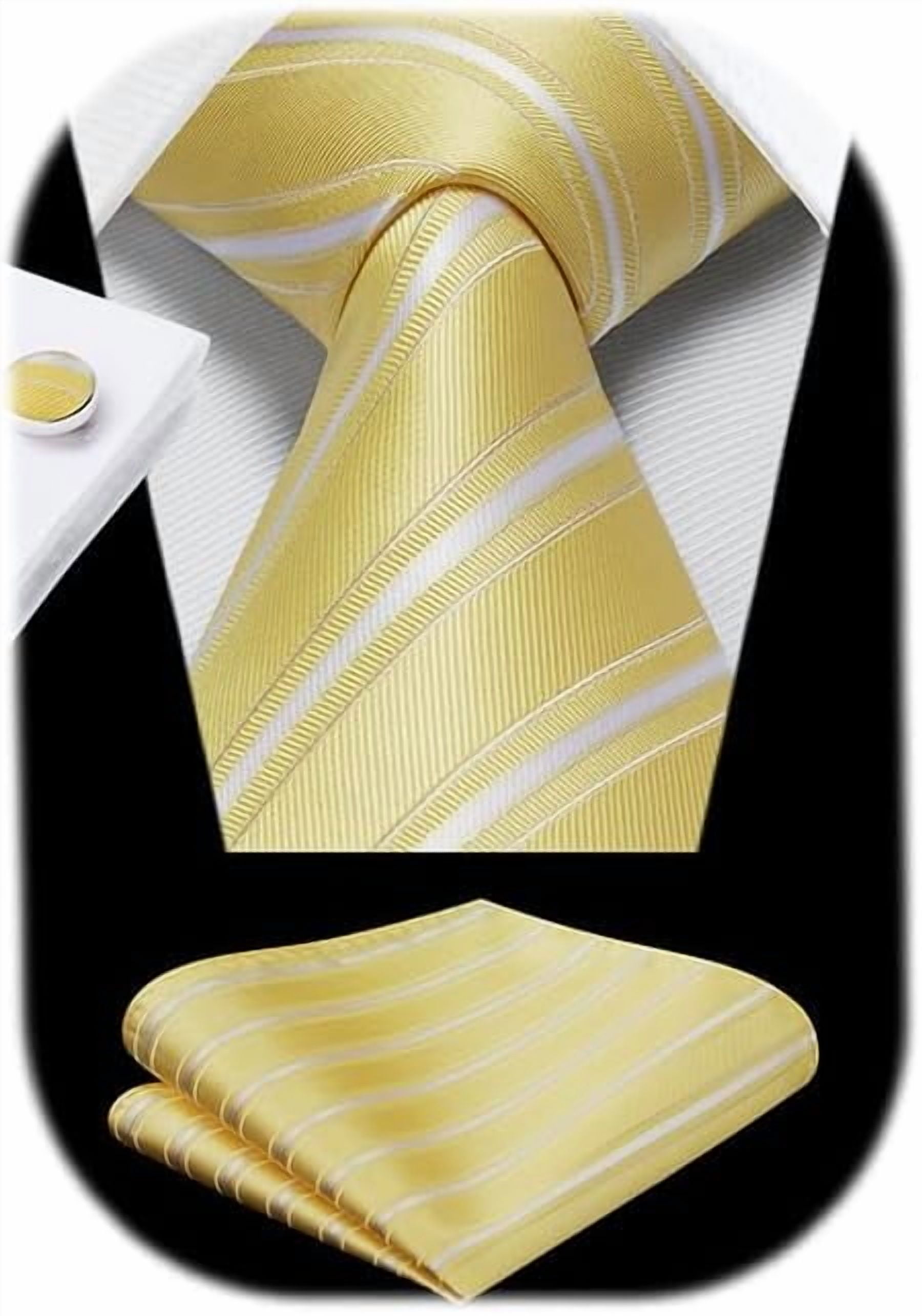 Mens Ties Stripe Tie and Pocket Square Set Classic Formal Woven ...