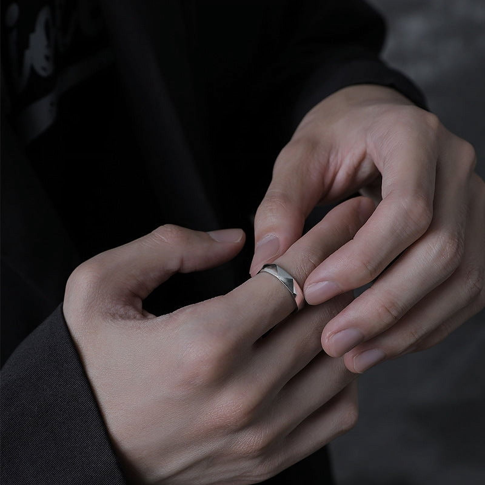 Mens Titanium Steel Ring: Simple Rhombus Wave Design for a Stylish ...