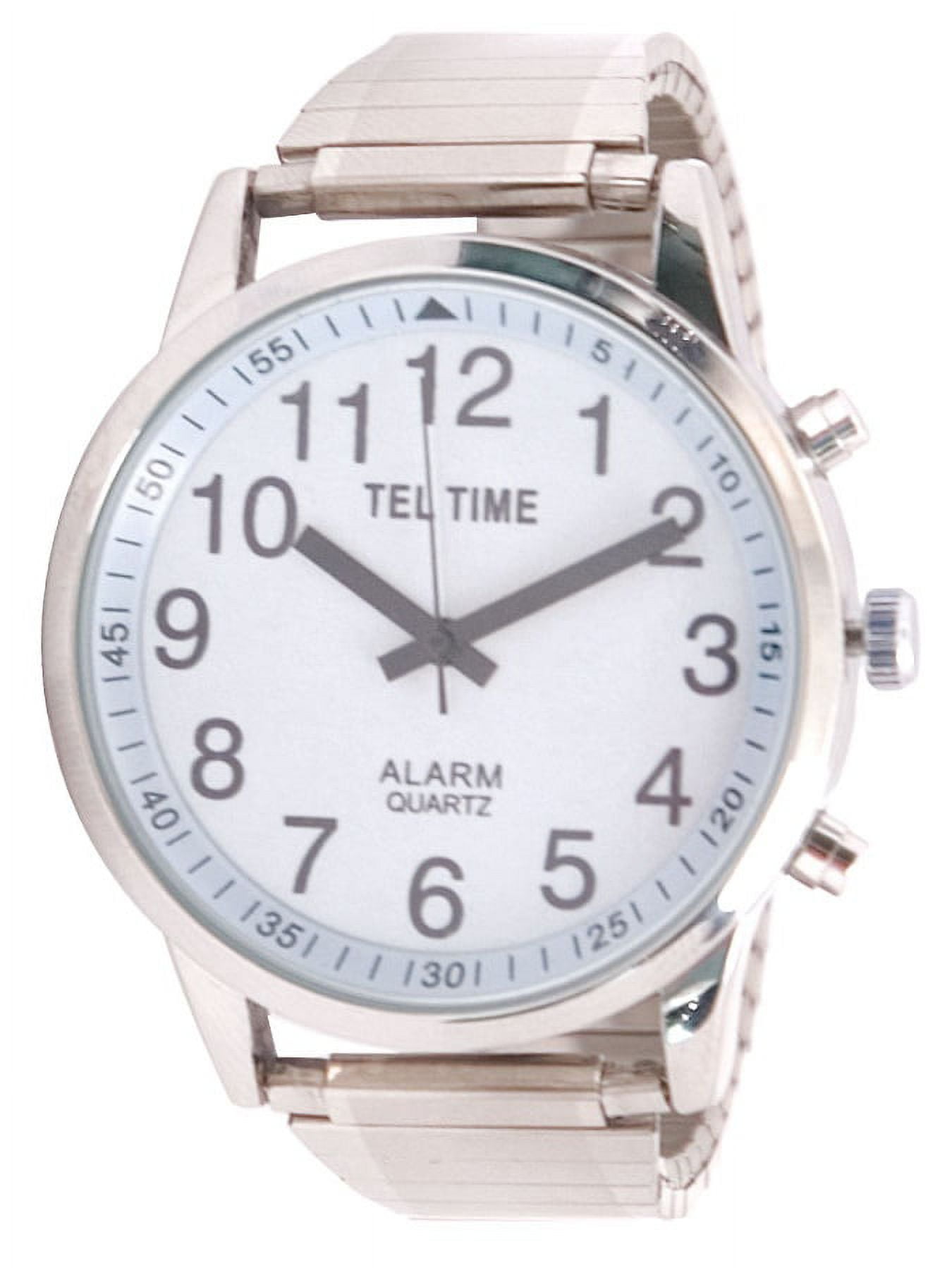 Mens Touch Talking Watch- Extra Large Chrome- Expansion Band - Walmart.com